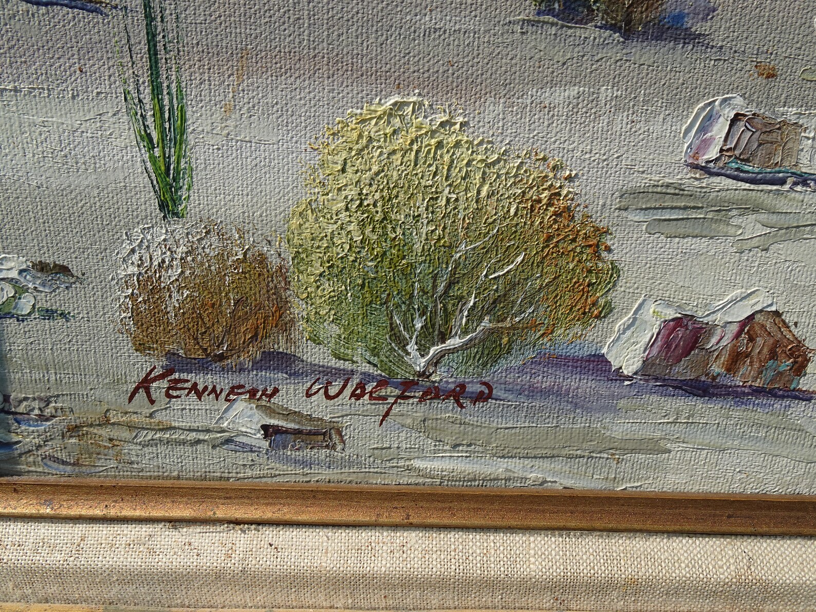 Vintage Oil on Canvas Desert Landscape Painting Picture Signed Kenneth ...