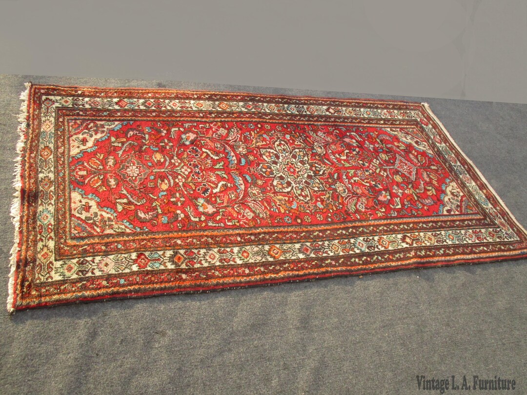 Vintage Red Floral Wool Hand Knotted Area Rug - 3′1″ × 6′1″ - Etsy