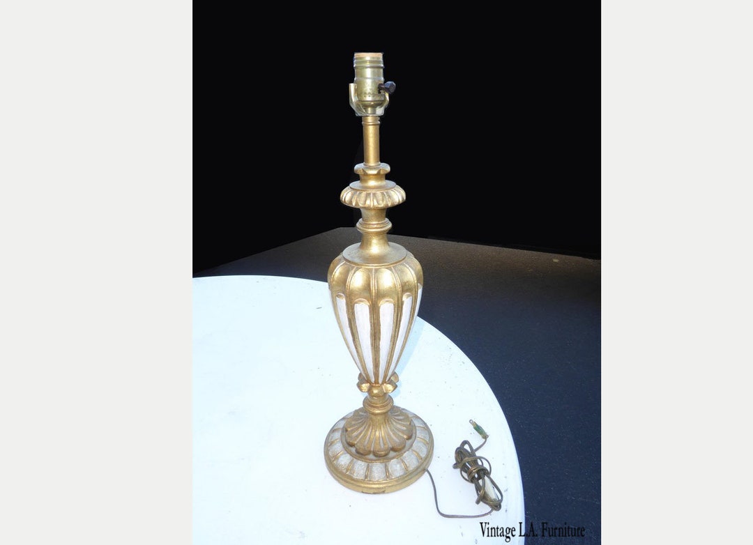 Vintage Italian French Rococo Style Gold & White Table Lamp Made in ...