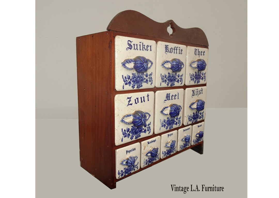 Vintage French Country Spice Rack W Porcelain Drawers German - Etsy
