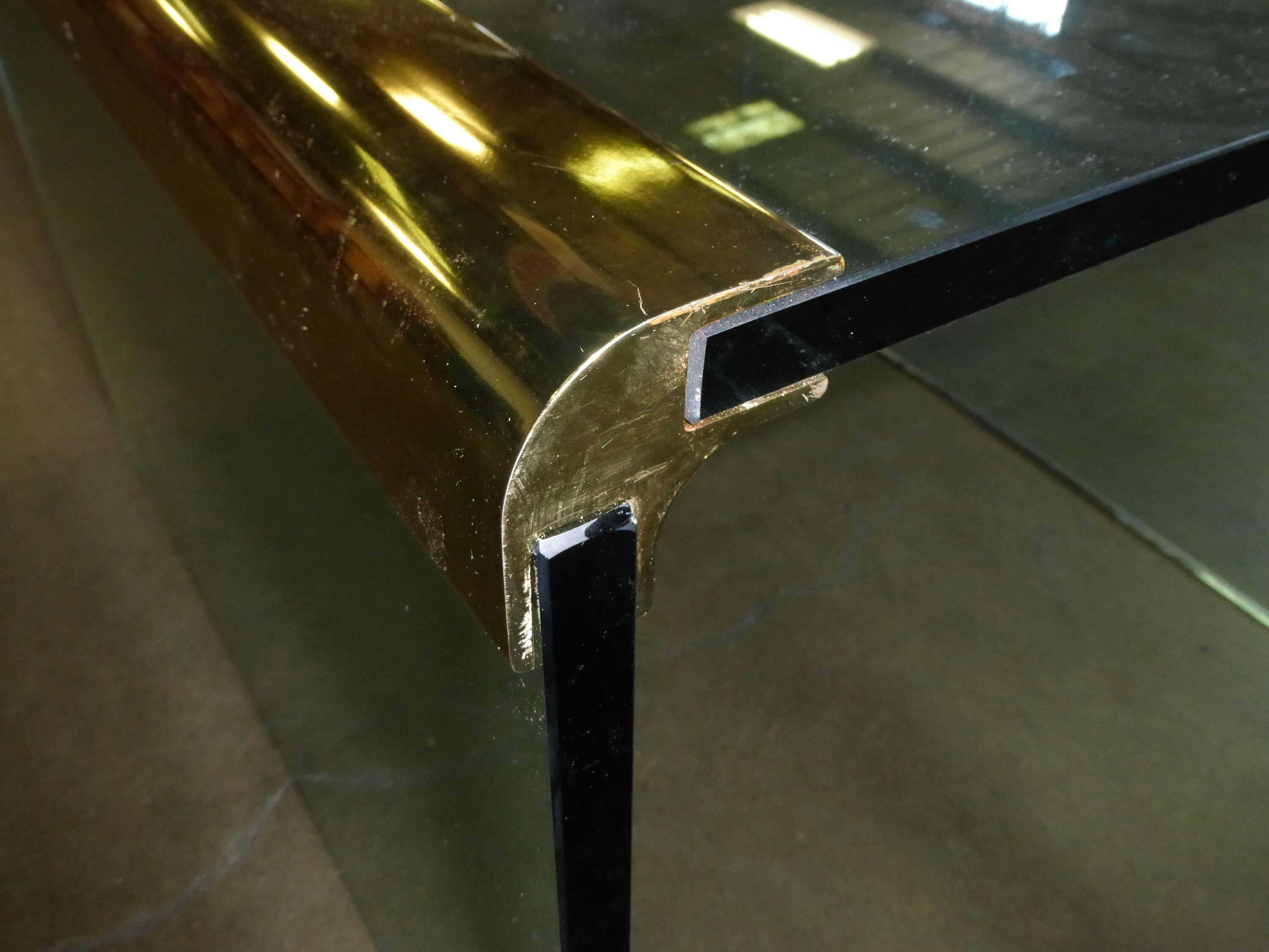 Pace Collection By Leon Rosen Vintage Brass & Glass End Table Coffee Table