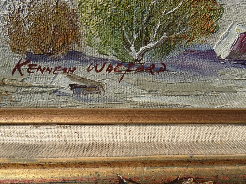 Vintage Oil on Canvas Desert Landscape Painting Picture Signed Kenneth ...