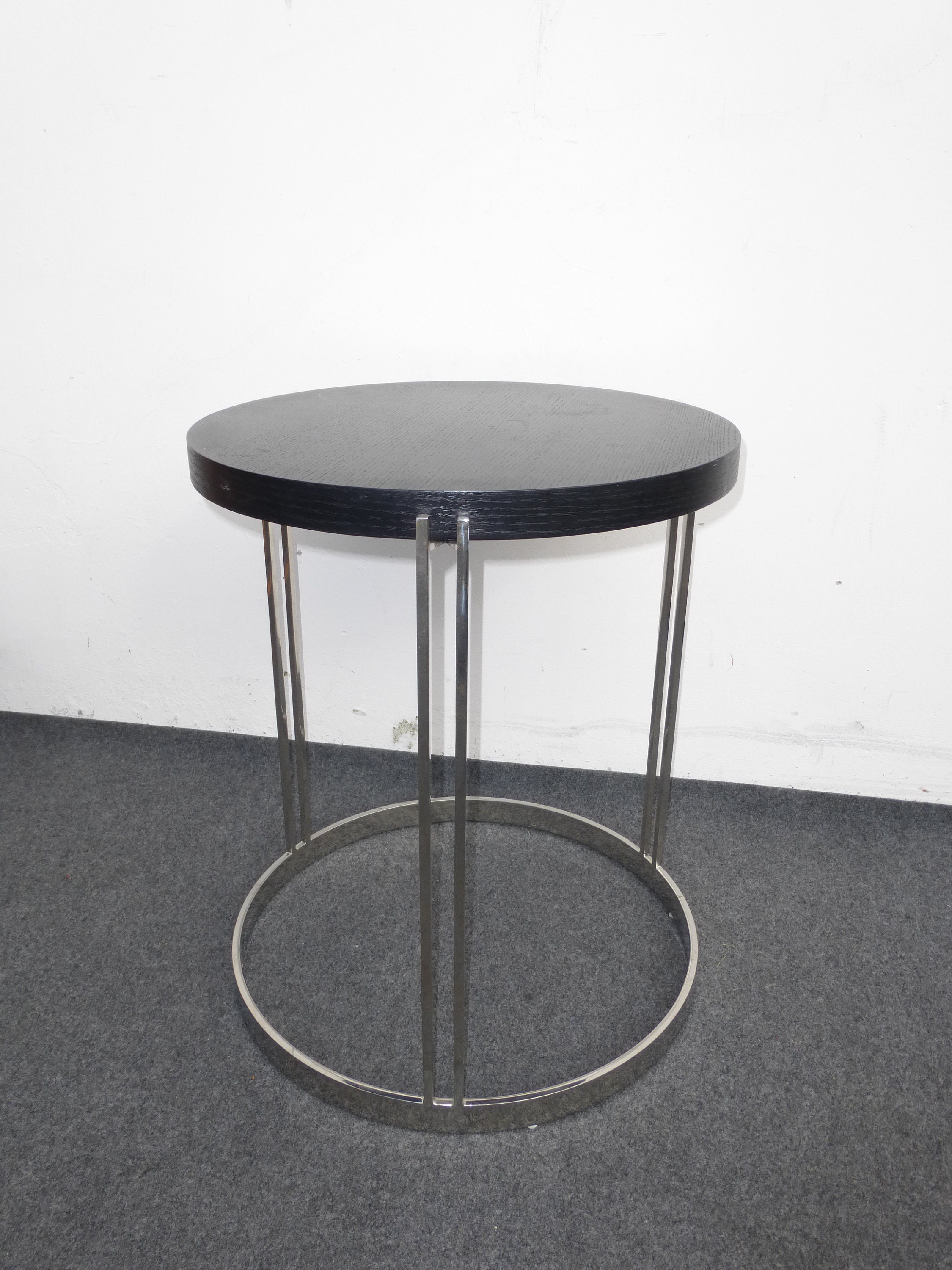 Modern Contemporary Round Black & Chrome Side Table Entry End Table ...