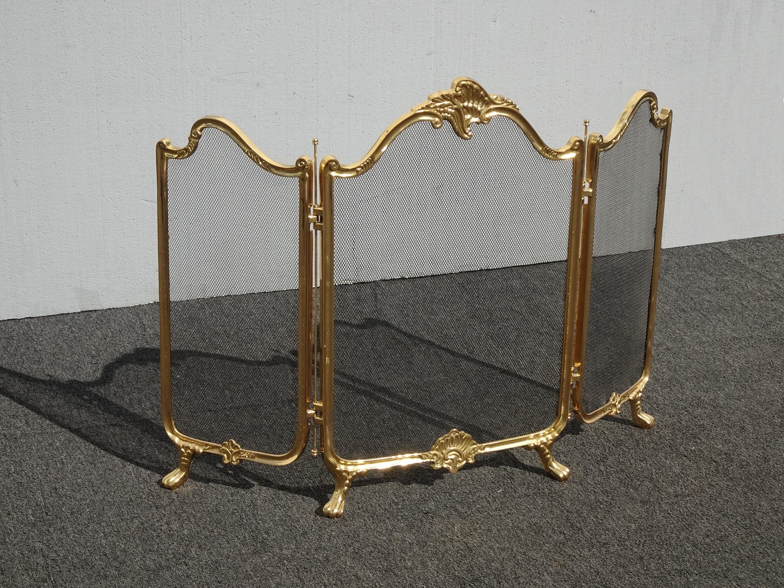 Vintage French Provincial Louis XVI Stye Three Panel Brass - Etsy