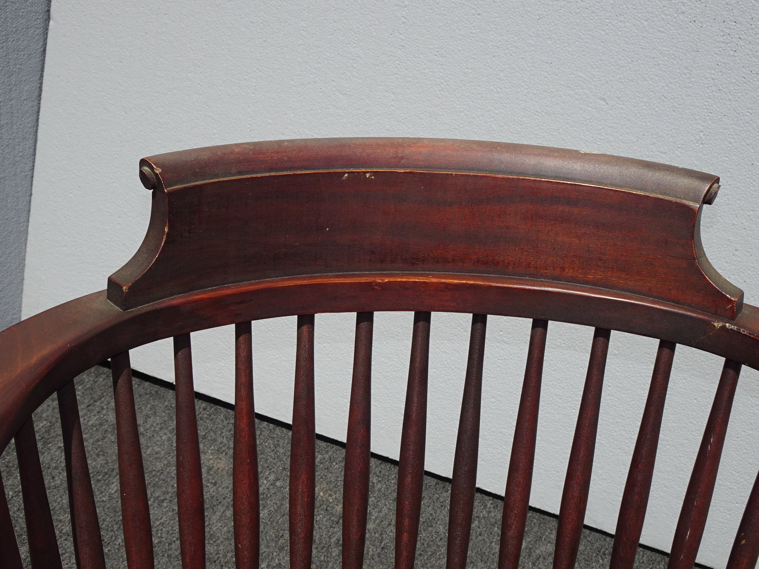 Antique French Country Solid Wood Accent Captain Tub Chair W Vertical ...