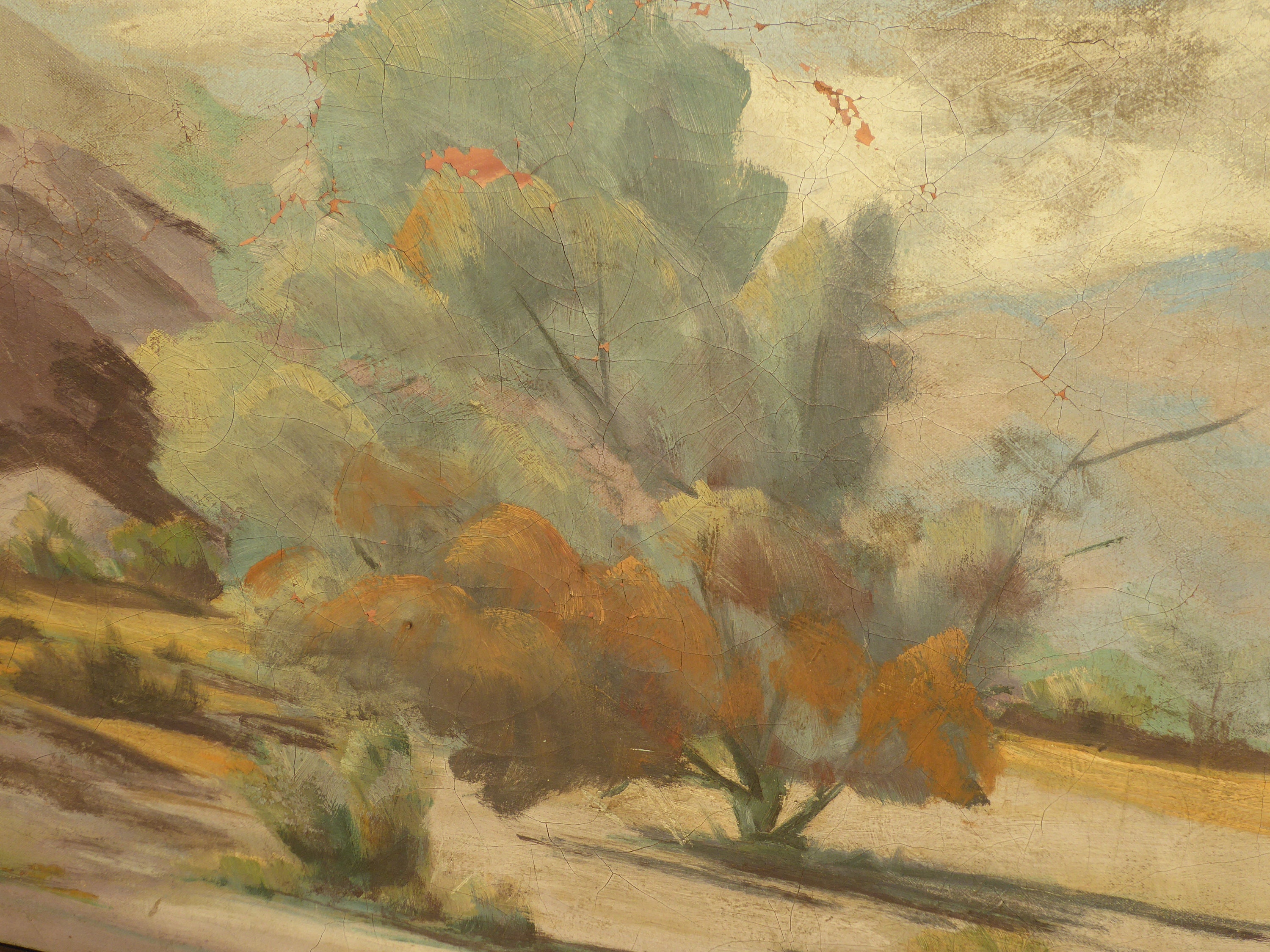 Antique Oil on Canvas Picture Painting of High Desert Scene by Jim ...