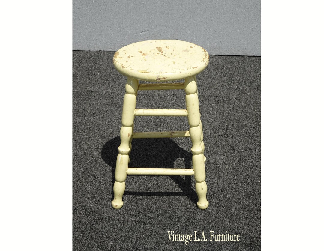 Vintage French Country Farmhouse Chic Yellow Rustic Stool - Etsy