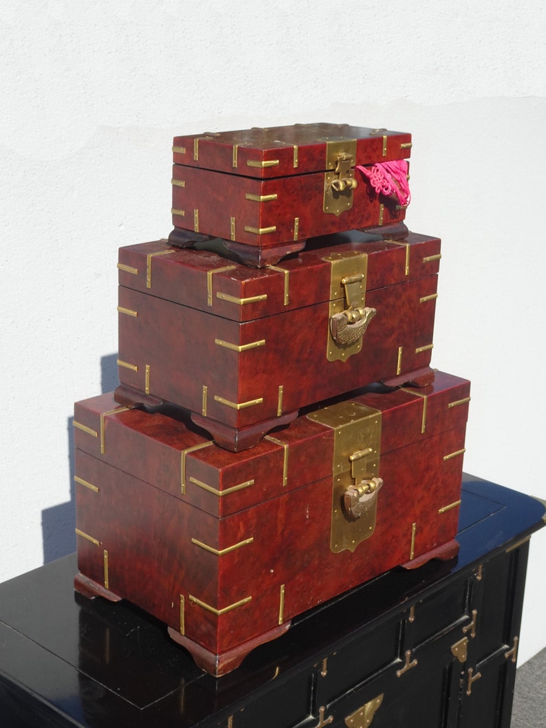 Set of Three Vintage Oriental Asian Jewelry Storage Boxes - Etsy