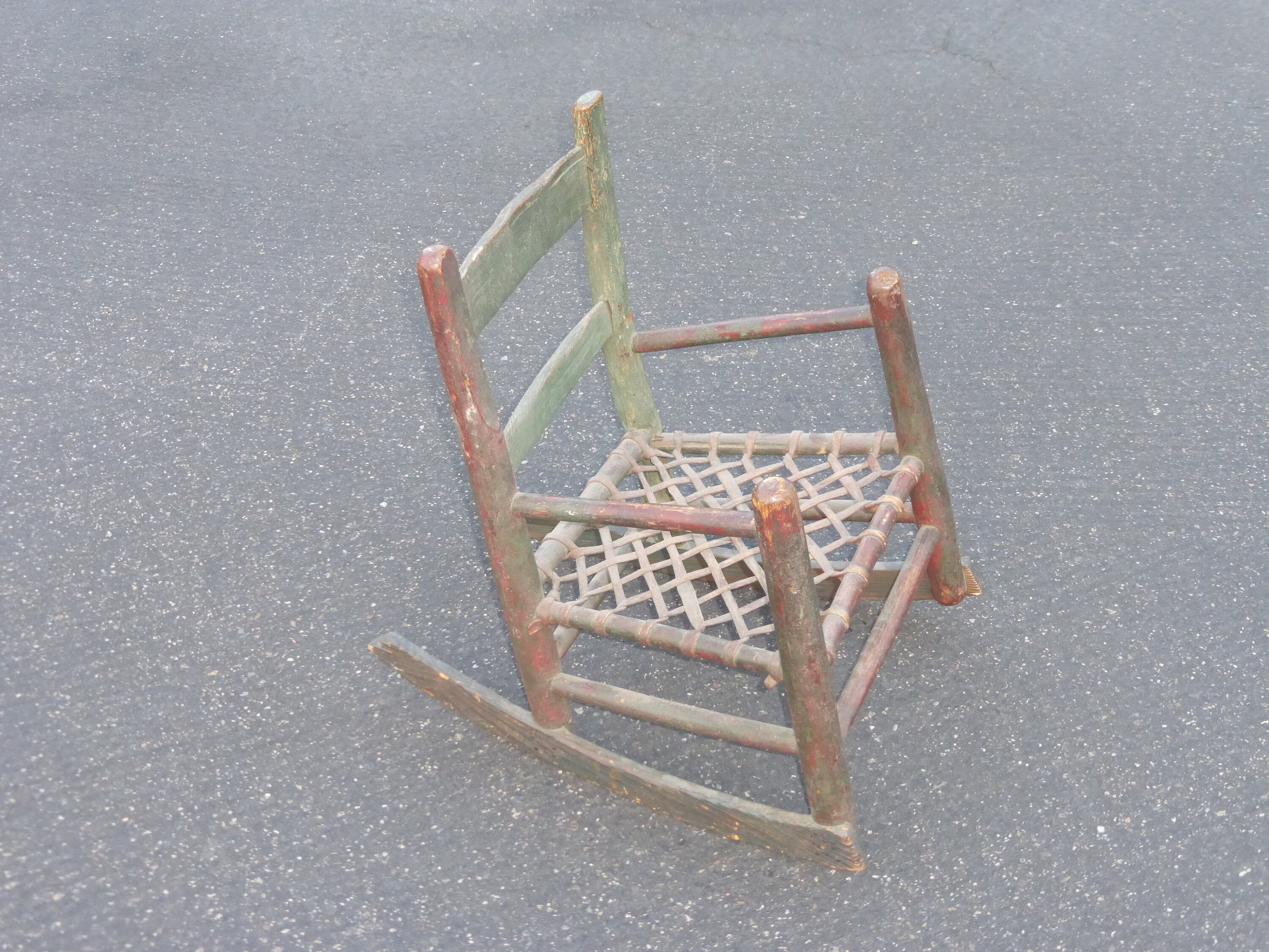 Vintage Childs Distressed Wood Rocking Chair