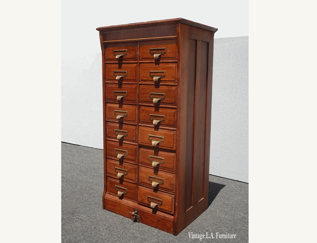 Antique Oak Shannon Industrial Double File Cabinet Flat File Made in ...