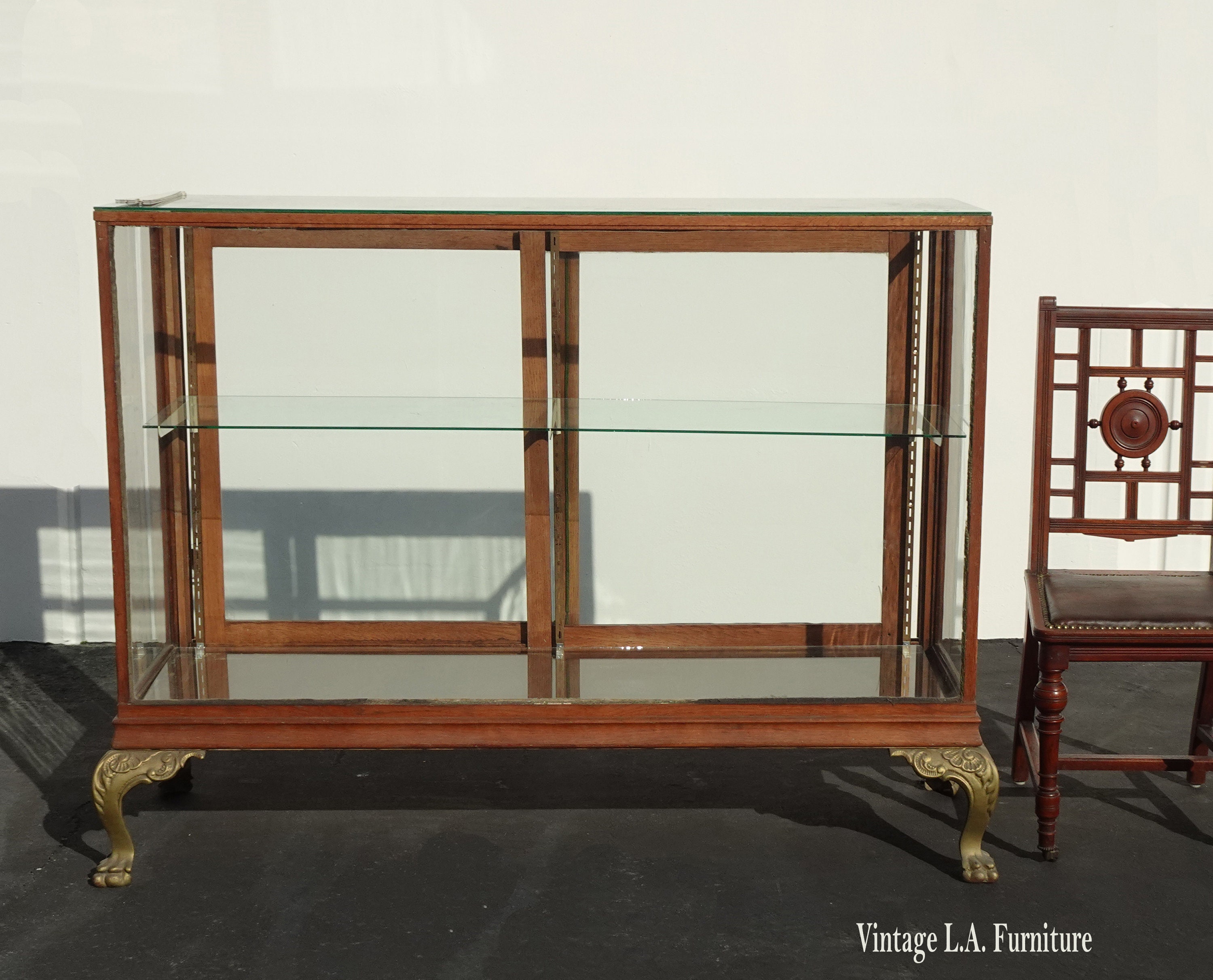 Large Antique Shop Display Cabinet, English, Oak, Showcase, Edwardian ...