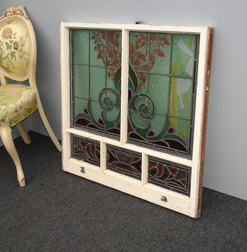 Antique French Country Stained Glass Window Panel ~ as Is - Etsy