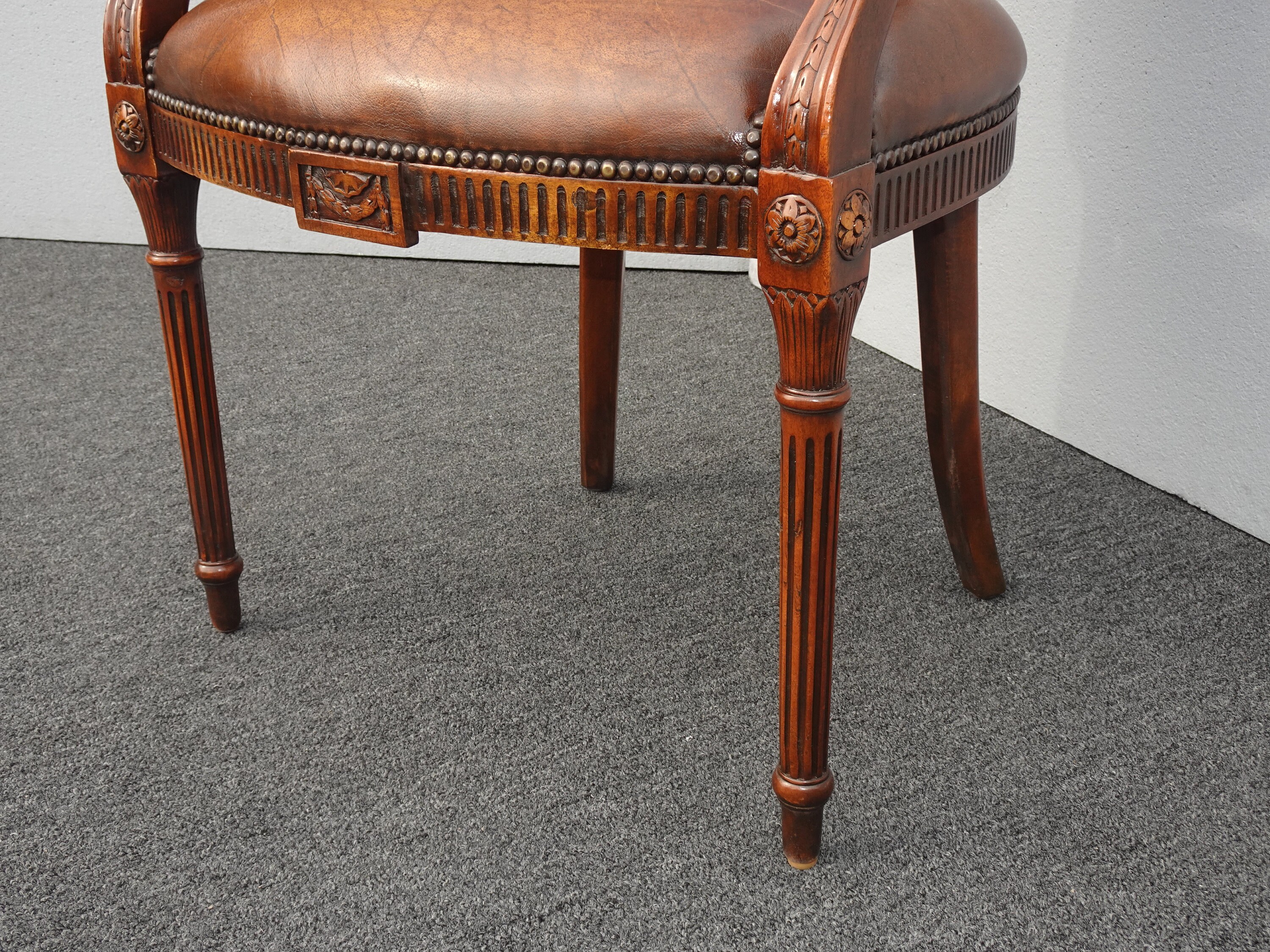 Theodore Alexander French Provincial Brown Embossed Leather Ornate ...