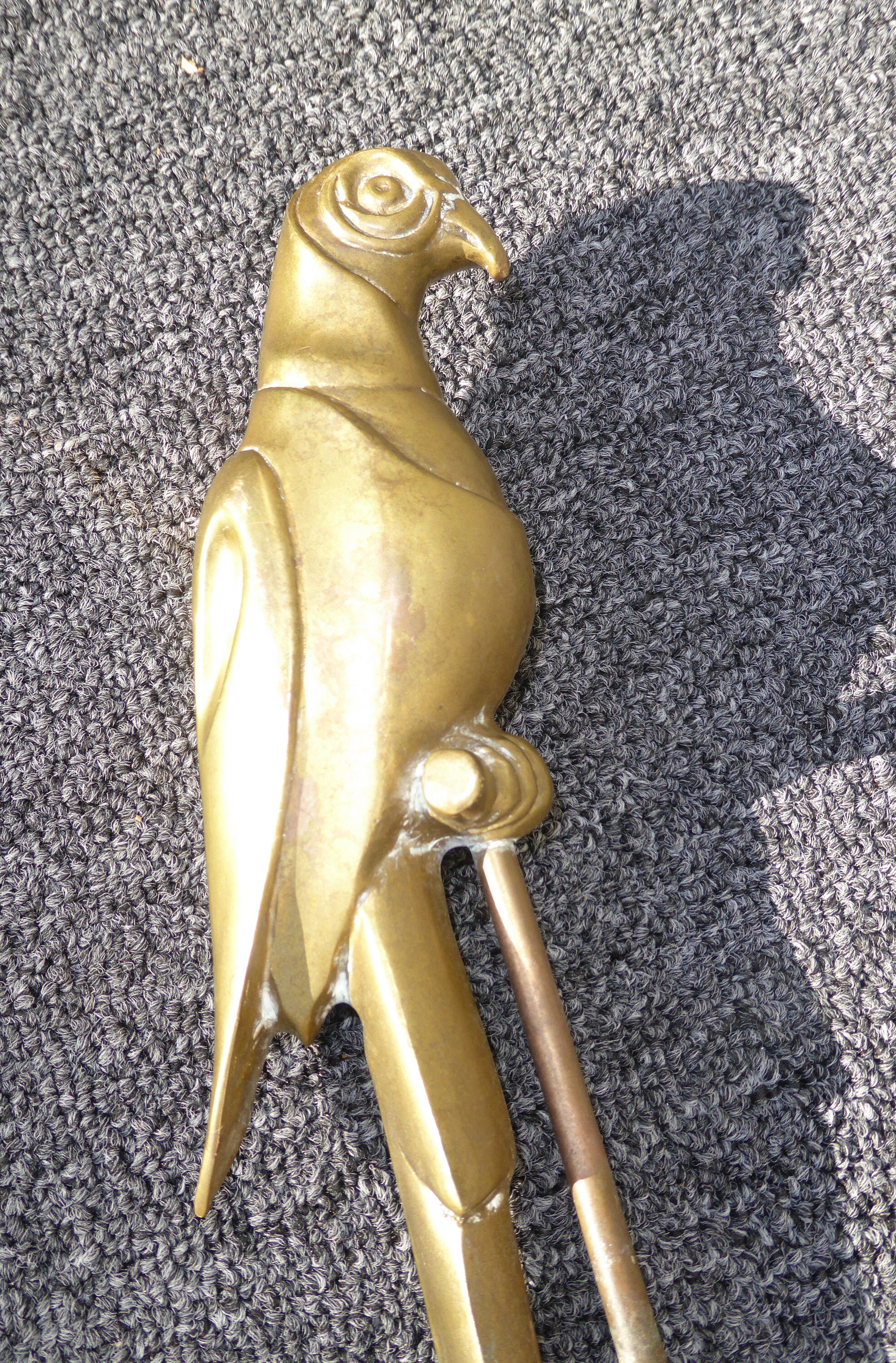 Vintage Art Deco Brass Parrot Sculpture Figurine w a Rod to Hold it in ...