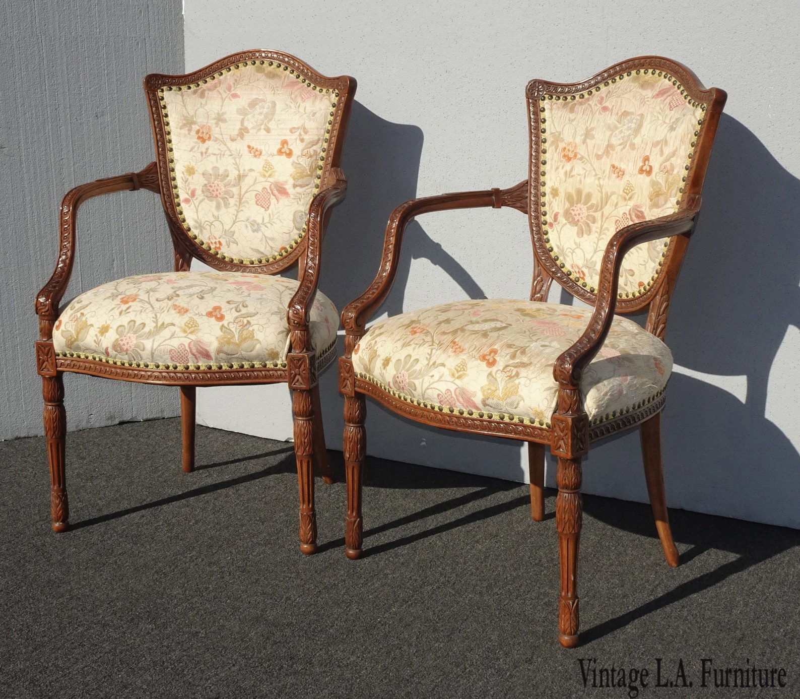 Pair of Vintage Highly Carved French Country Accent Chairs - Etsy