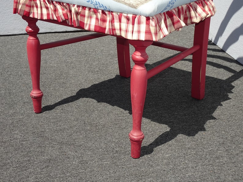 Set of Four Red French Country Ladderback Dining Chairs W Hen Fabric - Etsy