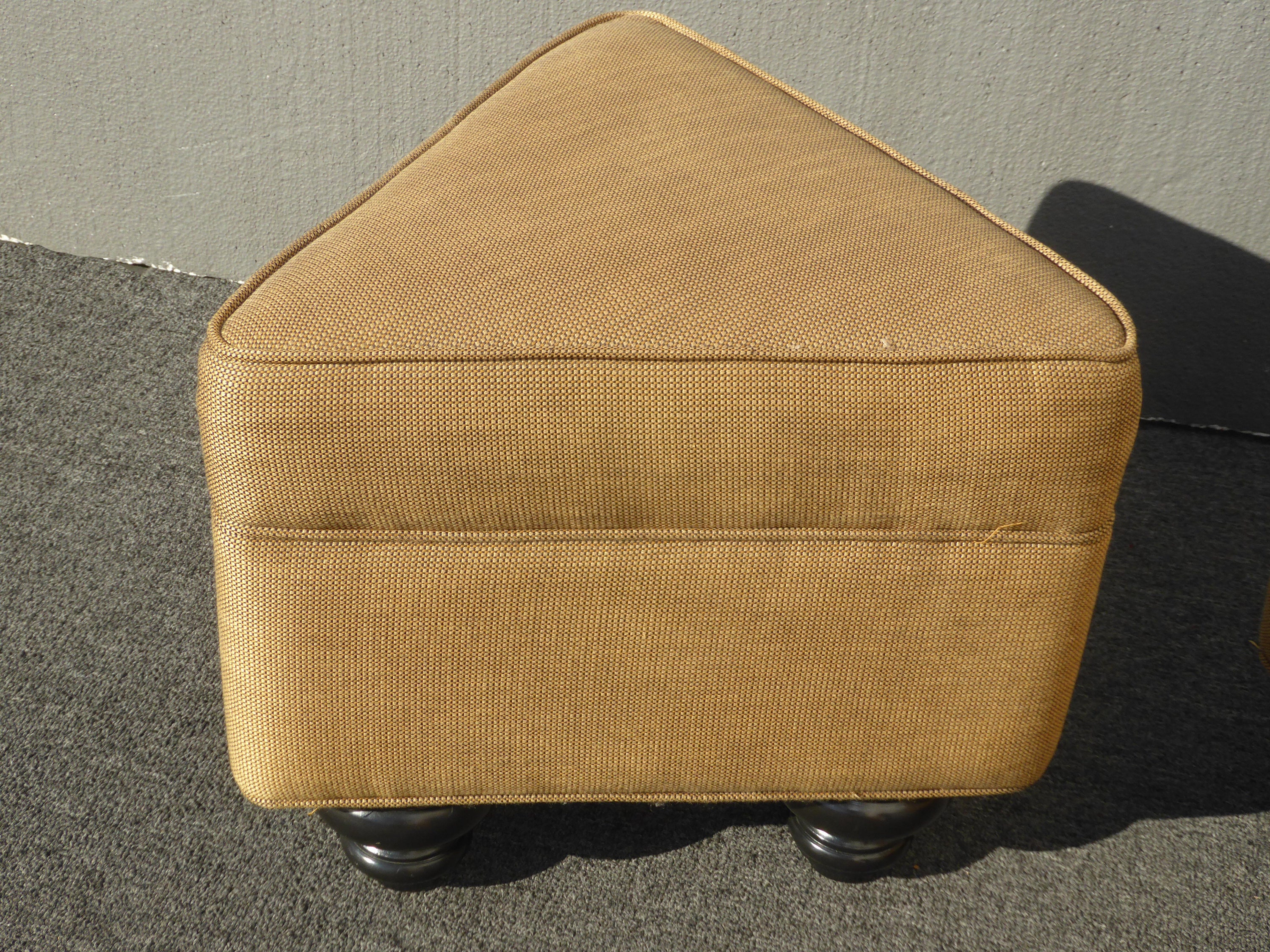 Pair of Tan Triangle Shaped Ottomans Benches ~ French Country Traditional