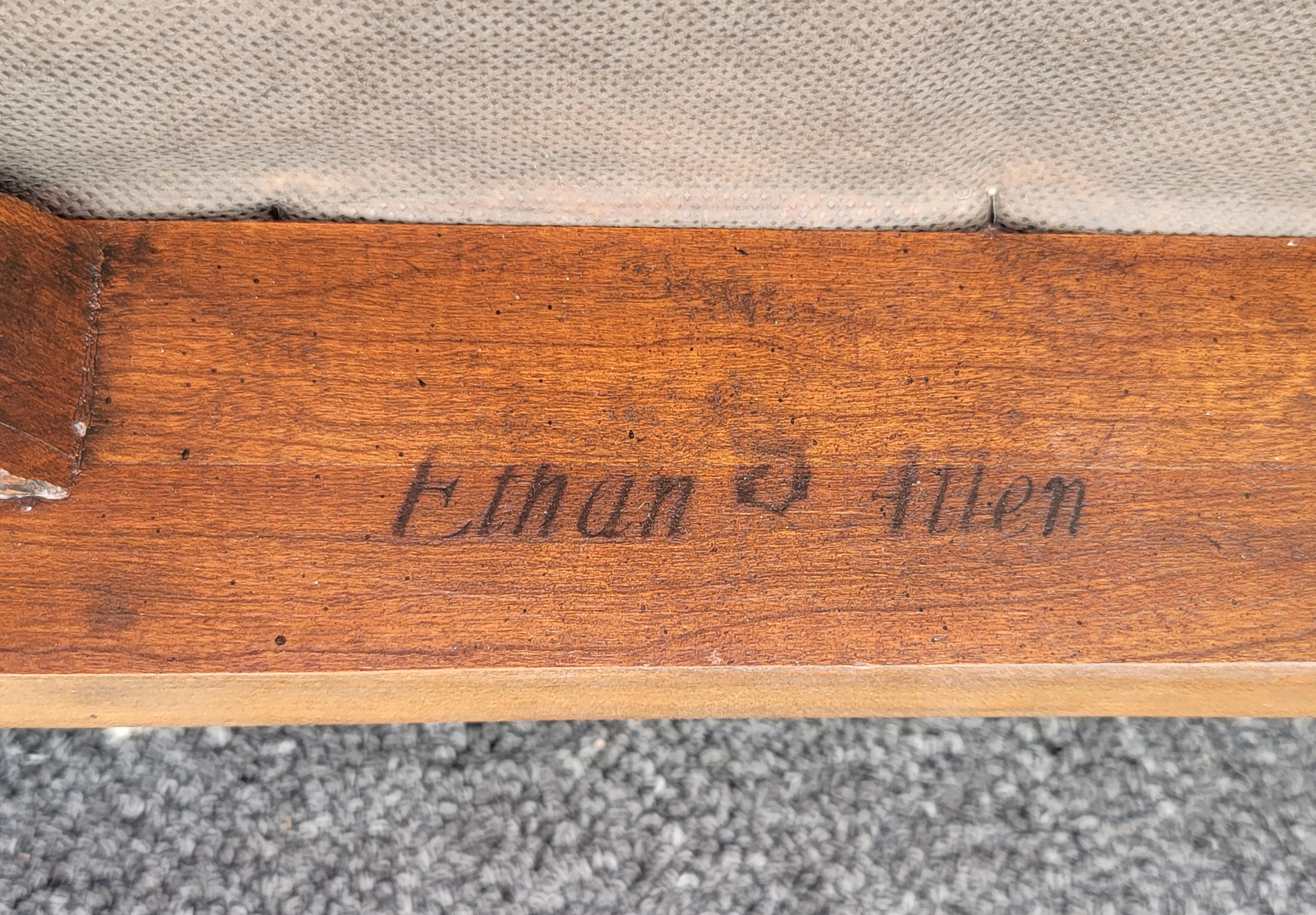 Pair of Vintage French Country Ethan Allen Gold Cane Dining Room Arm Chairs