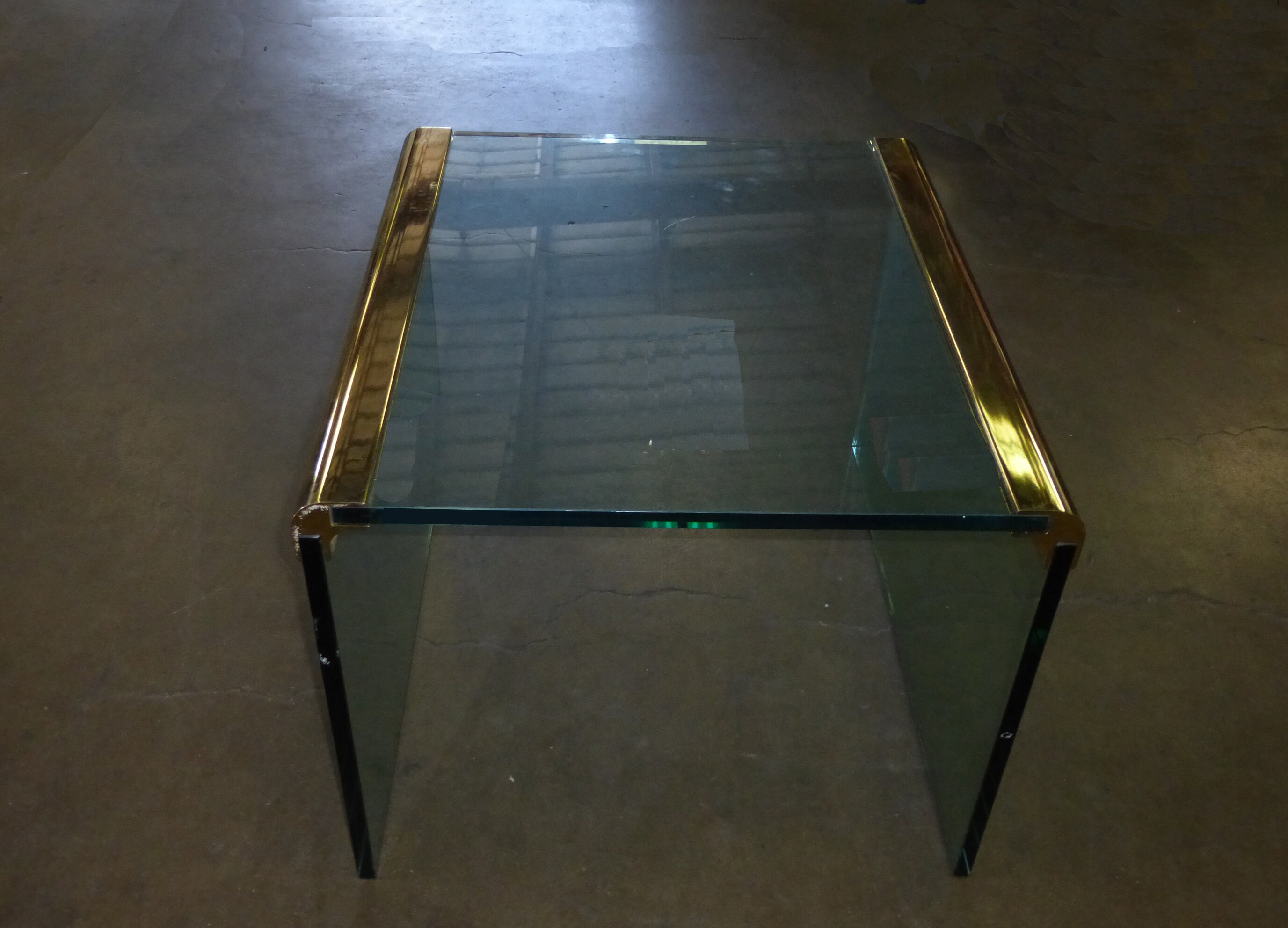 Pace Collection By Leon Rosen Vintage Brass & Glass End Table Coffee Table