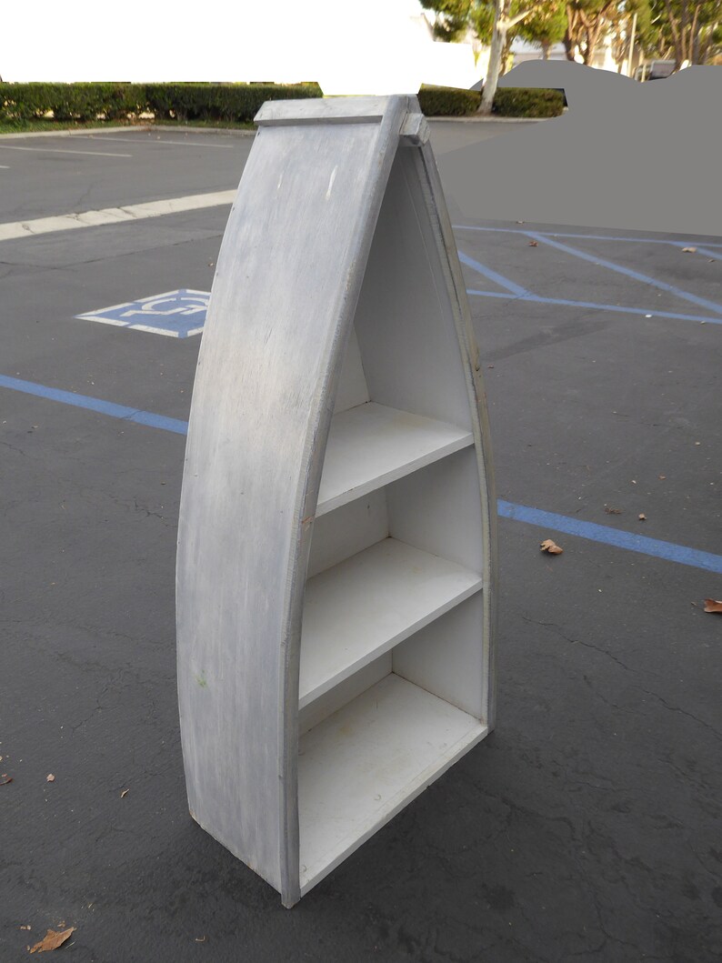 Nautical Style Three Tier Gray Row Boat BOOKCASE Book Shelf - Etsy