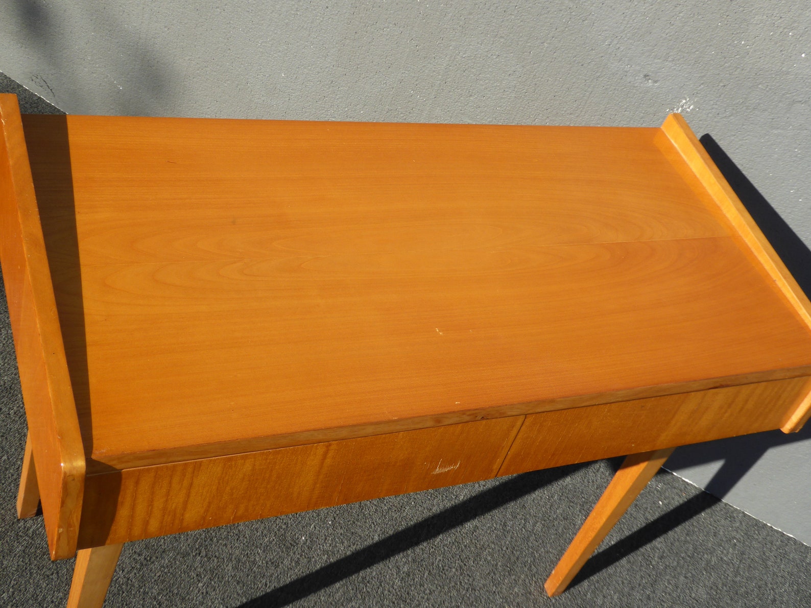 Vintage Mid Century Modern Golden Brown Side Table W Two - Etsy