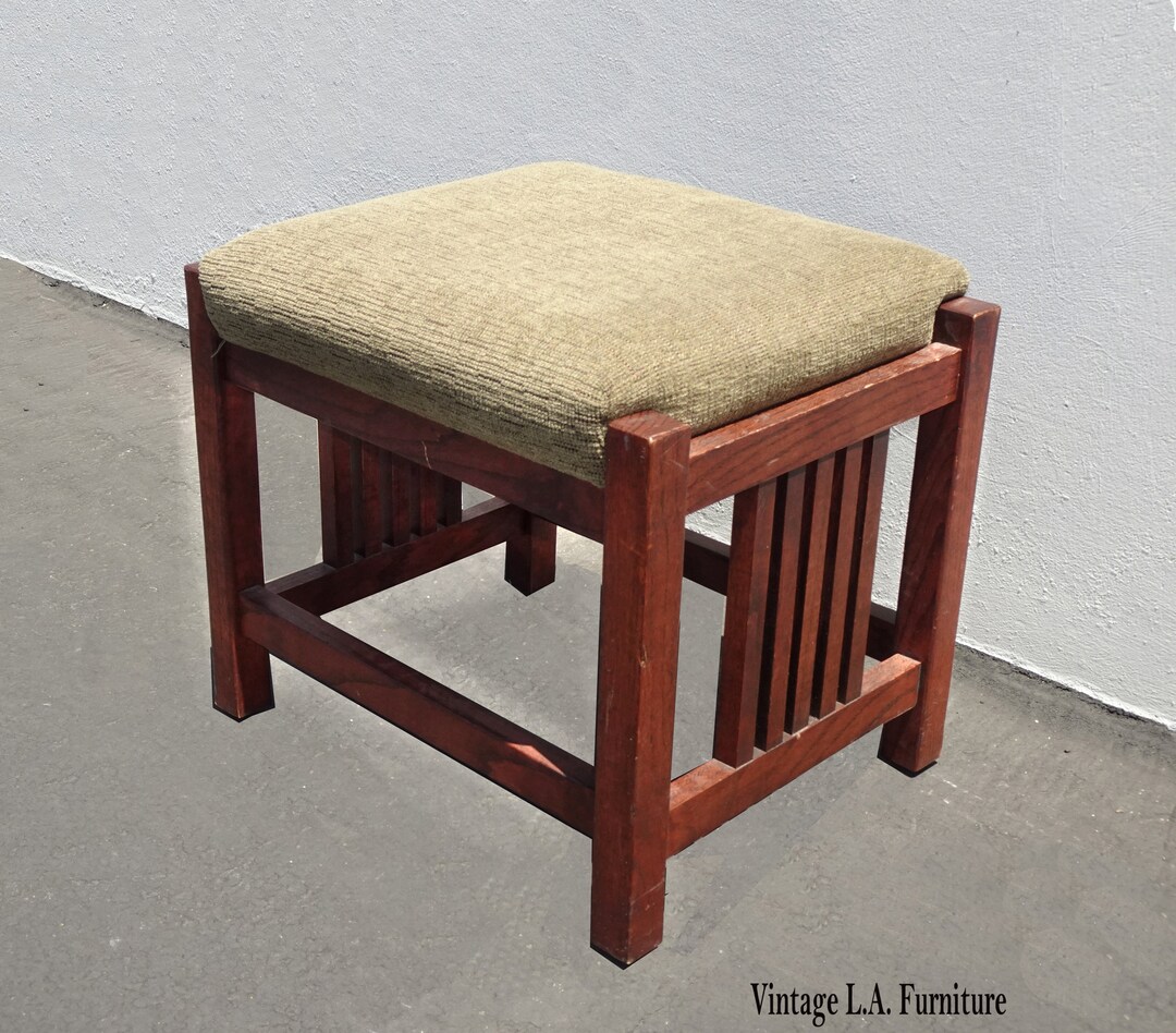 Vintage Mission Style Oak Stool Bench ~ French Country - Etsy