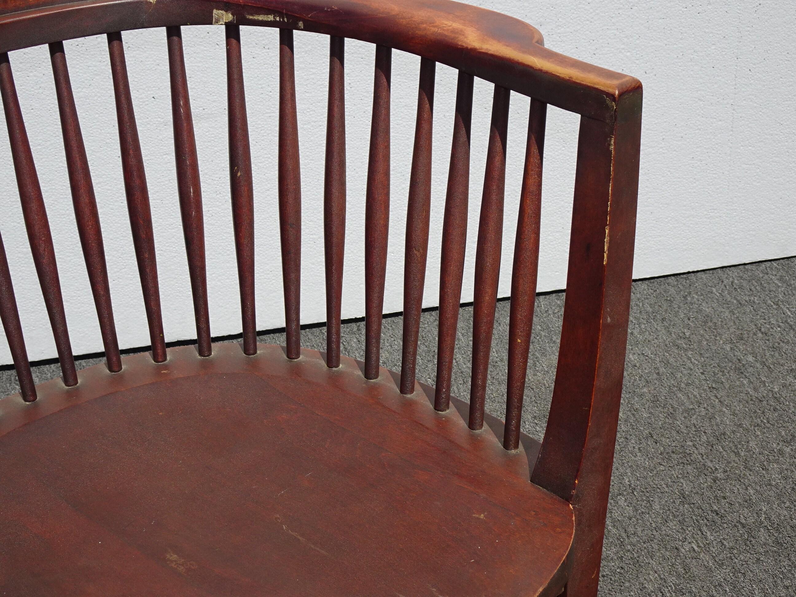 Antique French Country Solid Wood Accent Captain Tub Chair W Vertical ...