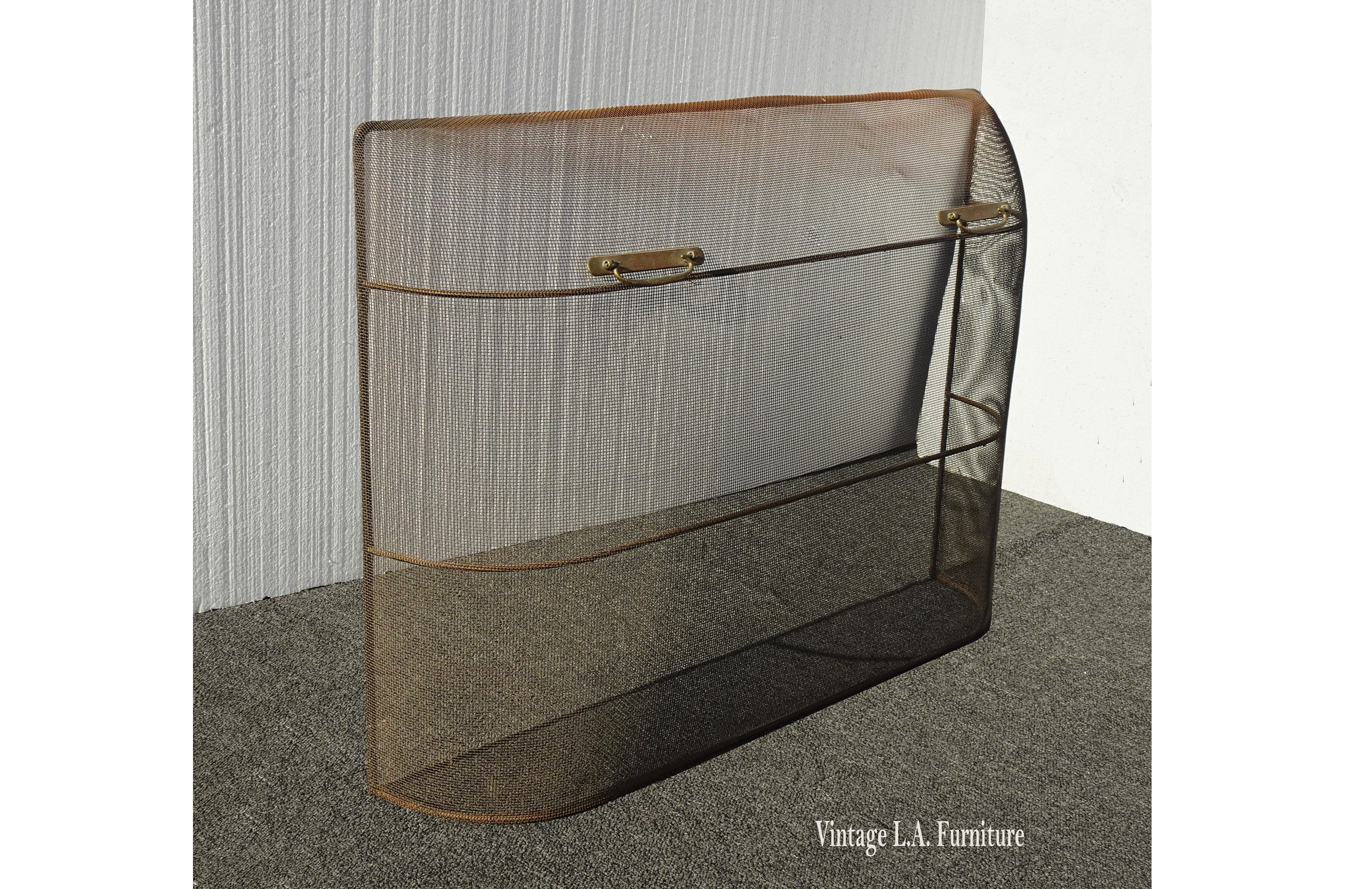 Vintage French Country Fireplace Screen Rounded Corner Mesh Screen