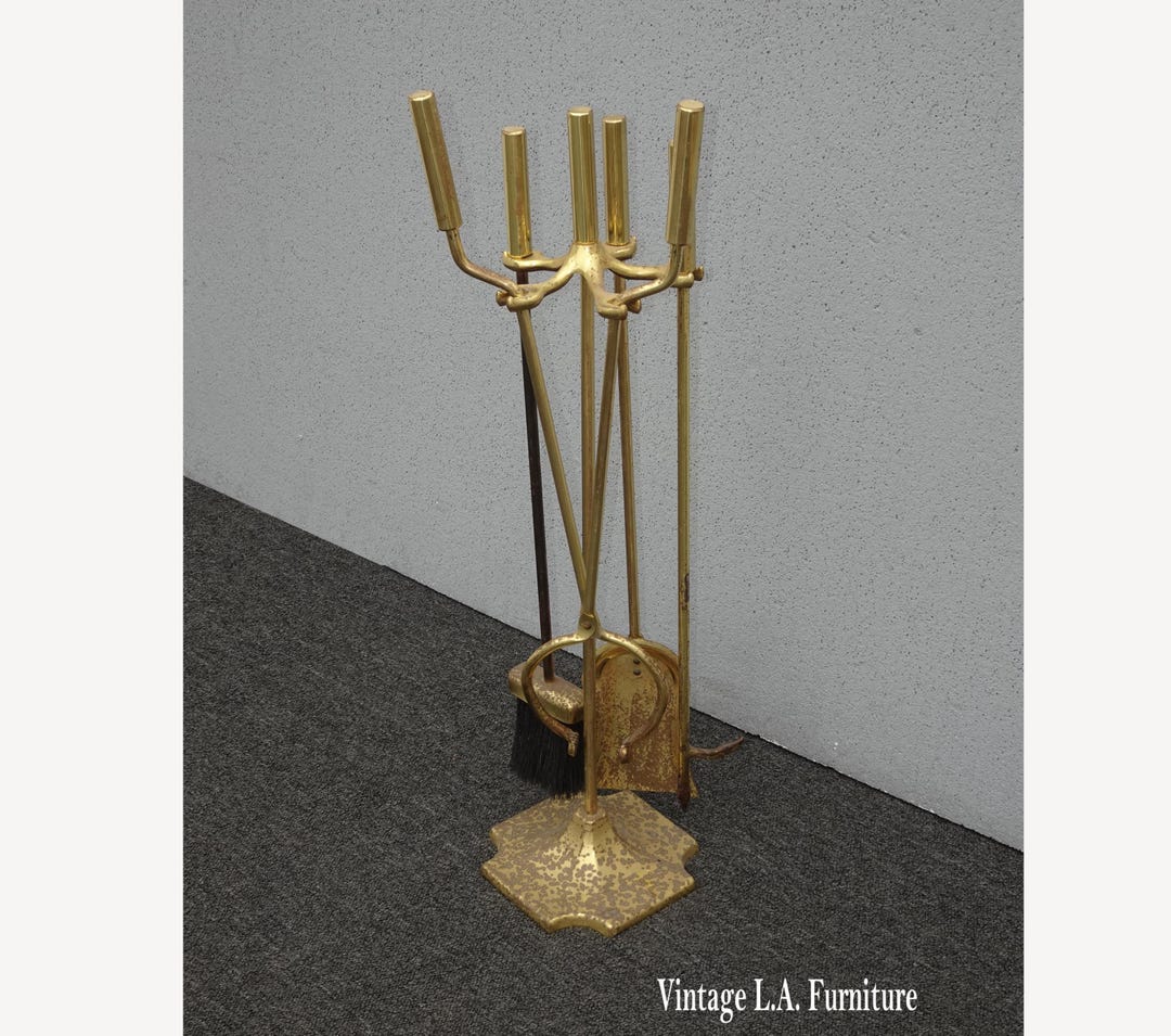 Vintage French Country Gold Fireplace Tools Asis - Etsy