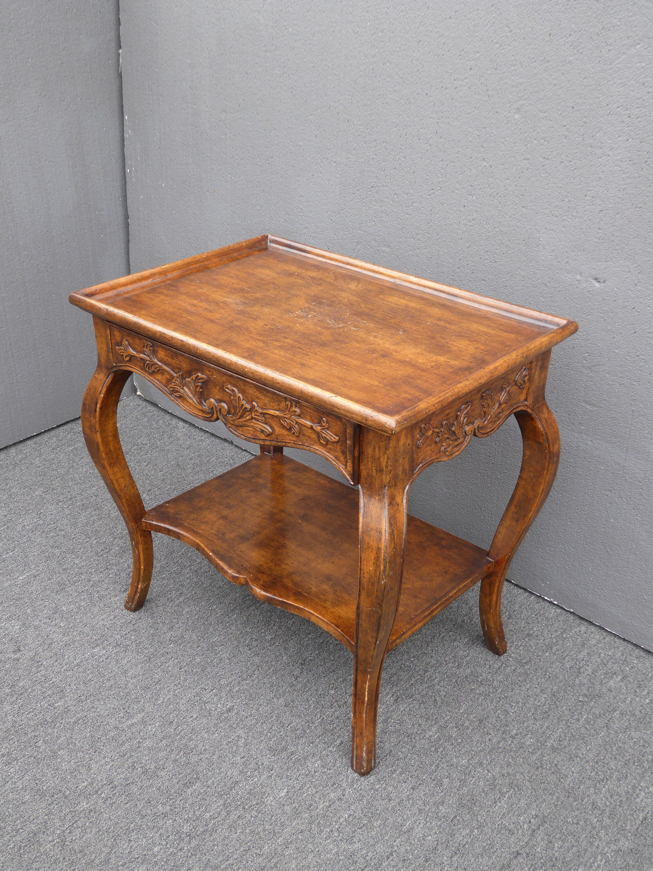 Vintage French Country One Drawer Side Table End Table