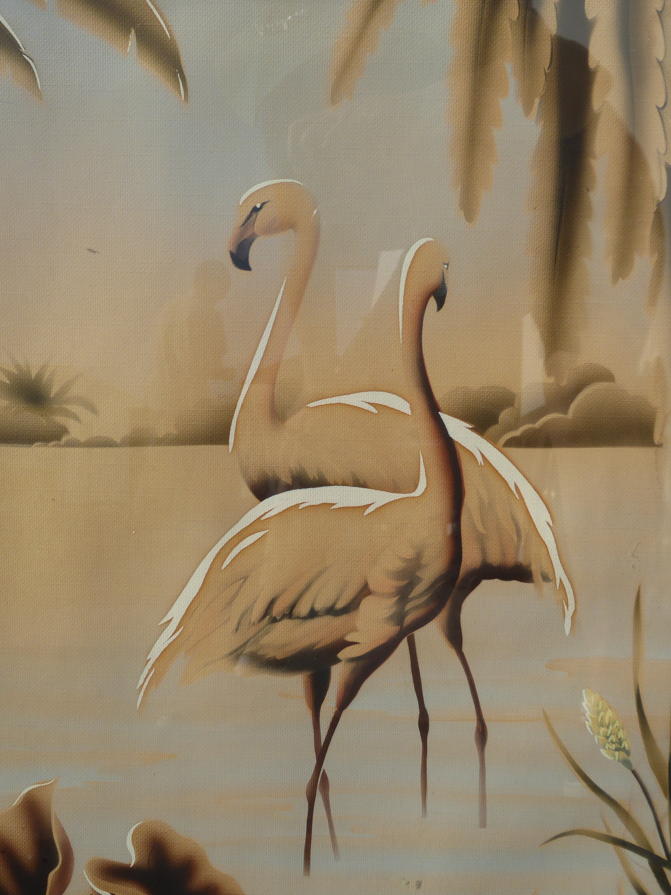 Vintage Mid-Century Flamingo Picture by Turner Wall Mirror #88