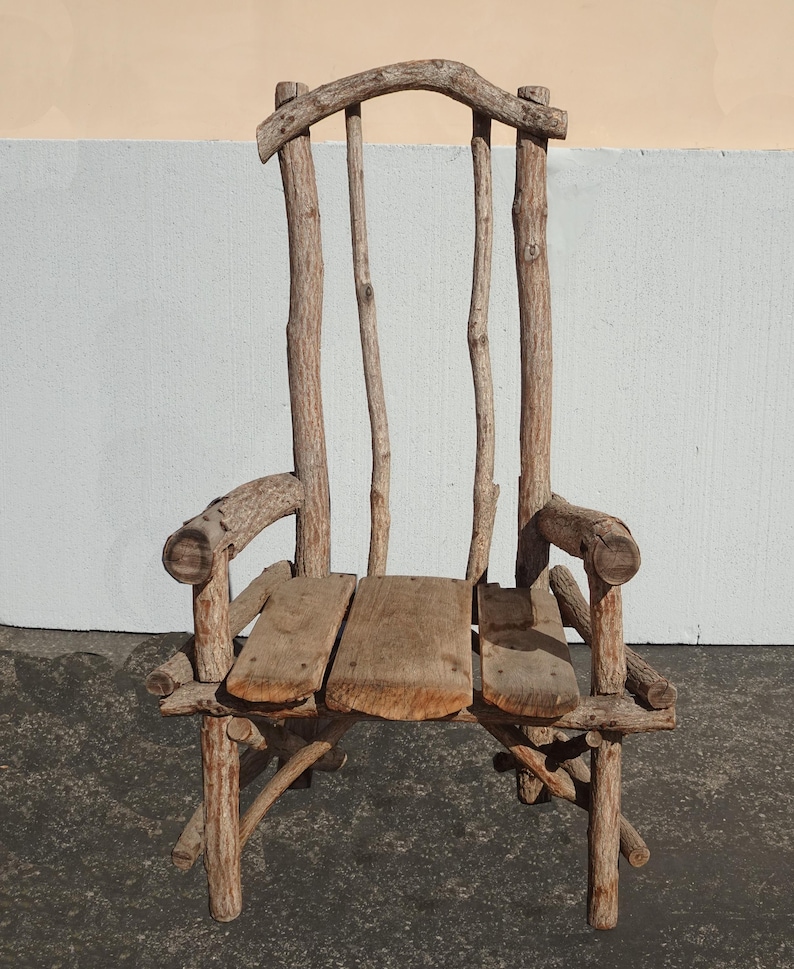 Large Primitive Rustic Tree Branch Throne Arm Chair ~ Raw Wood Limbs - Etsy
