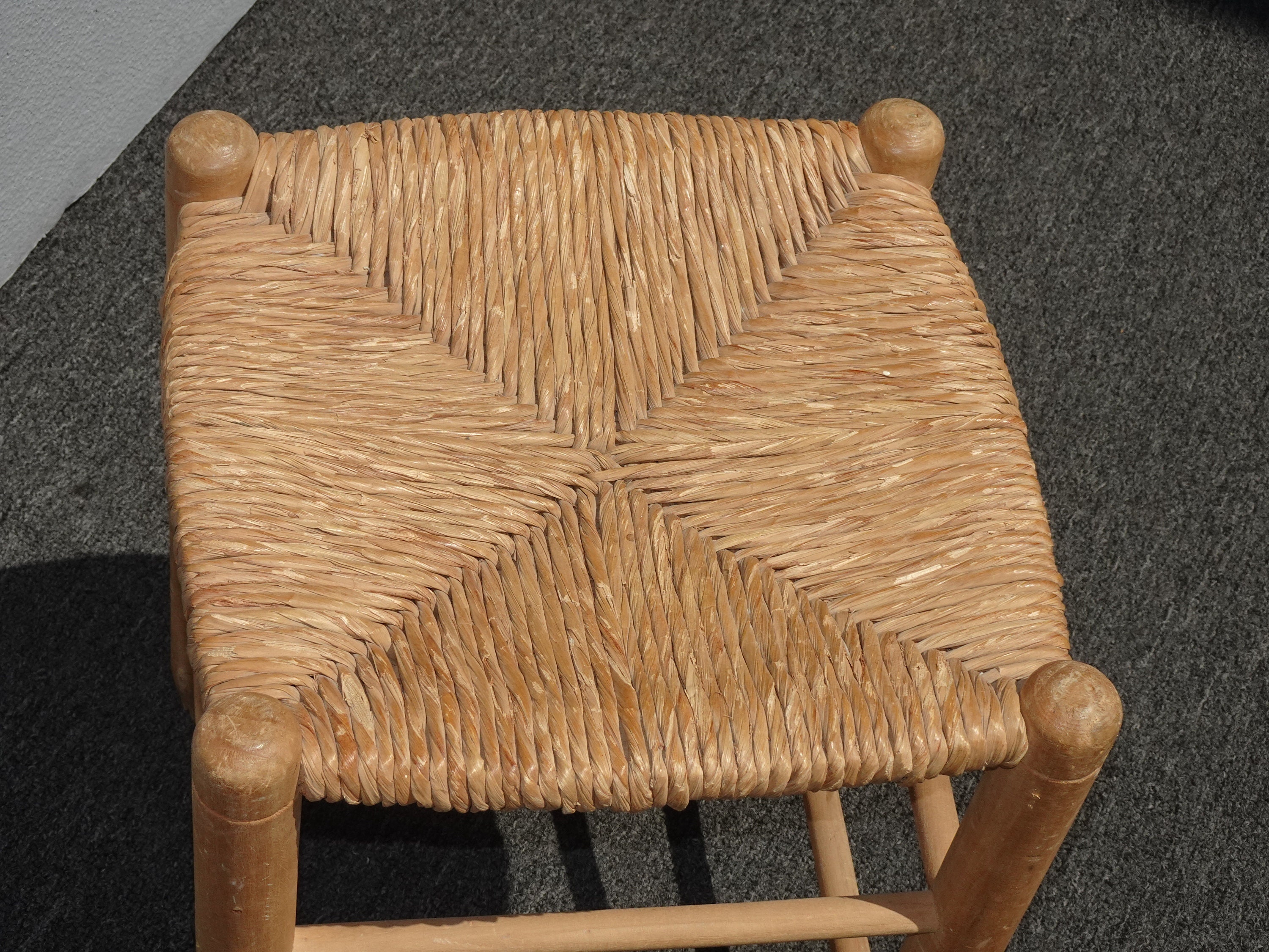 French Country Small Straw Stool Bench