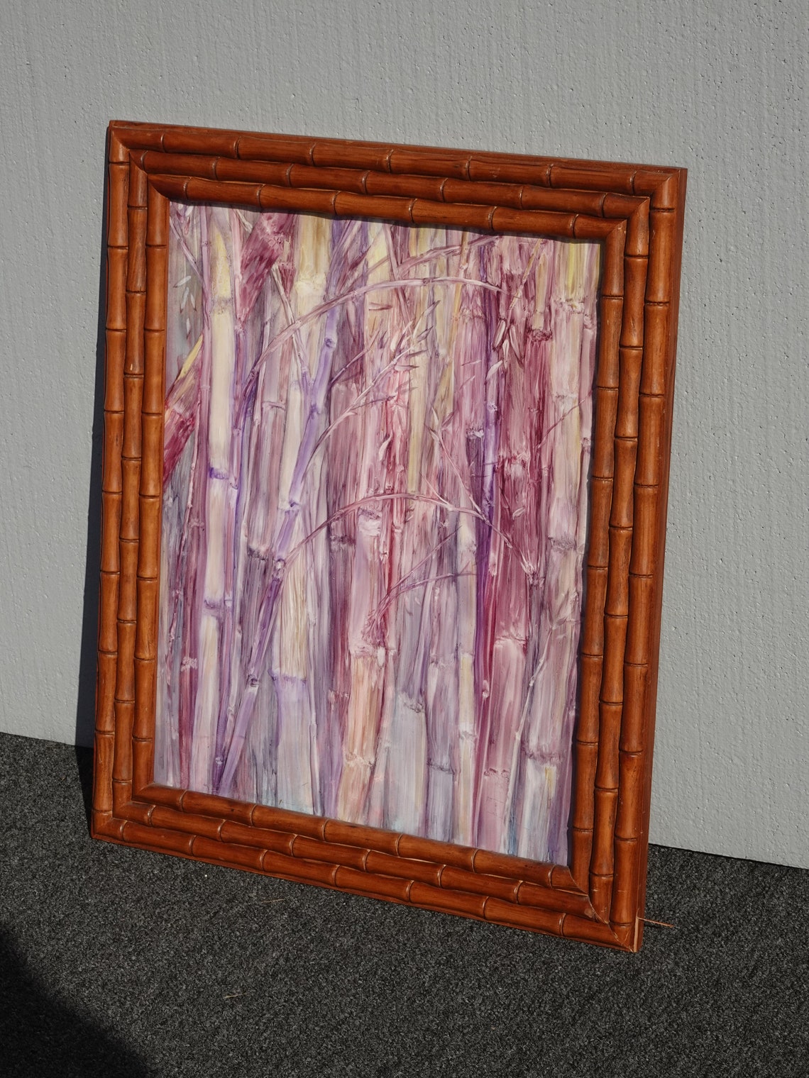 Vintage Bamboo Frame Abstract Watercolor Picture by Susan Wood - Etsy