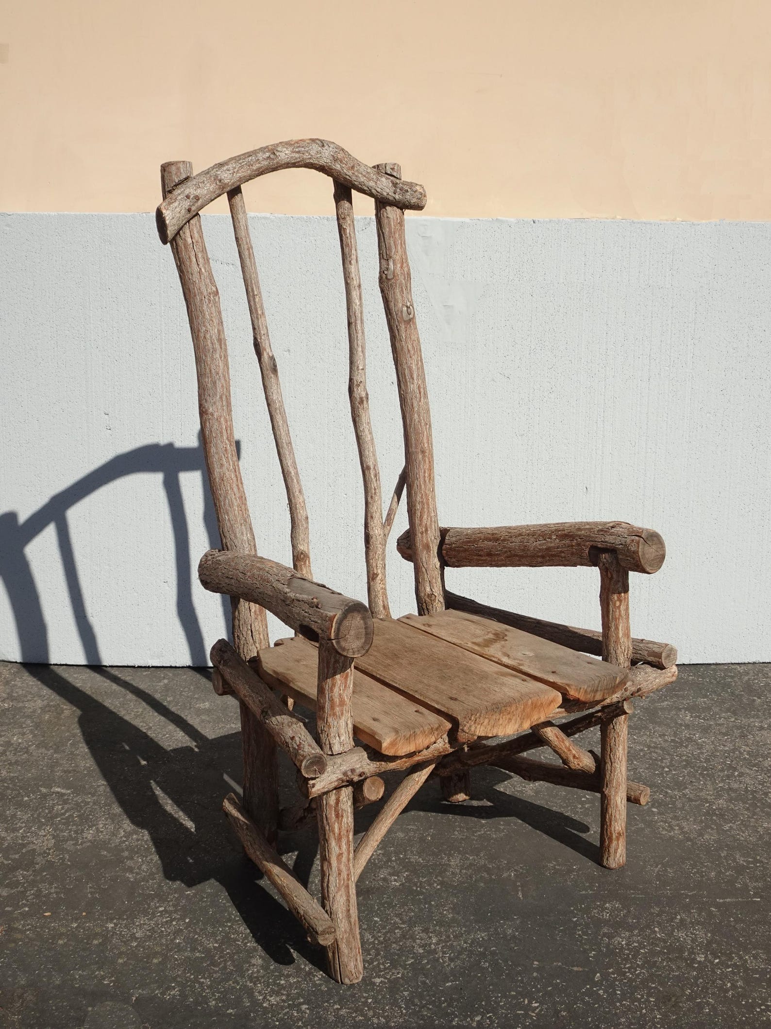 Large Primitive Rustic Tree Branch Throne Arm Chair ~ Raw Wood Limbs - Etsy