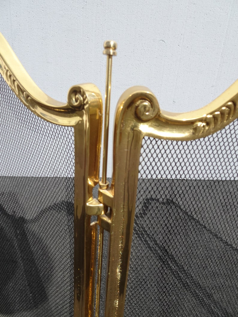 Vintage French Provincial Louis XVI Stye Three Panel Brass - Etsy