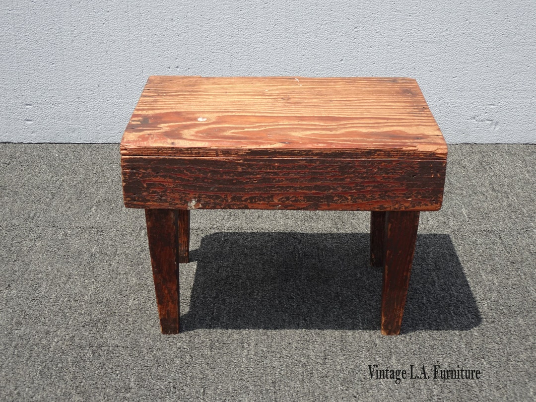 Vintage French Country Farmhouse Solid Wood Rustic Footstool Bench - Etsy