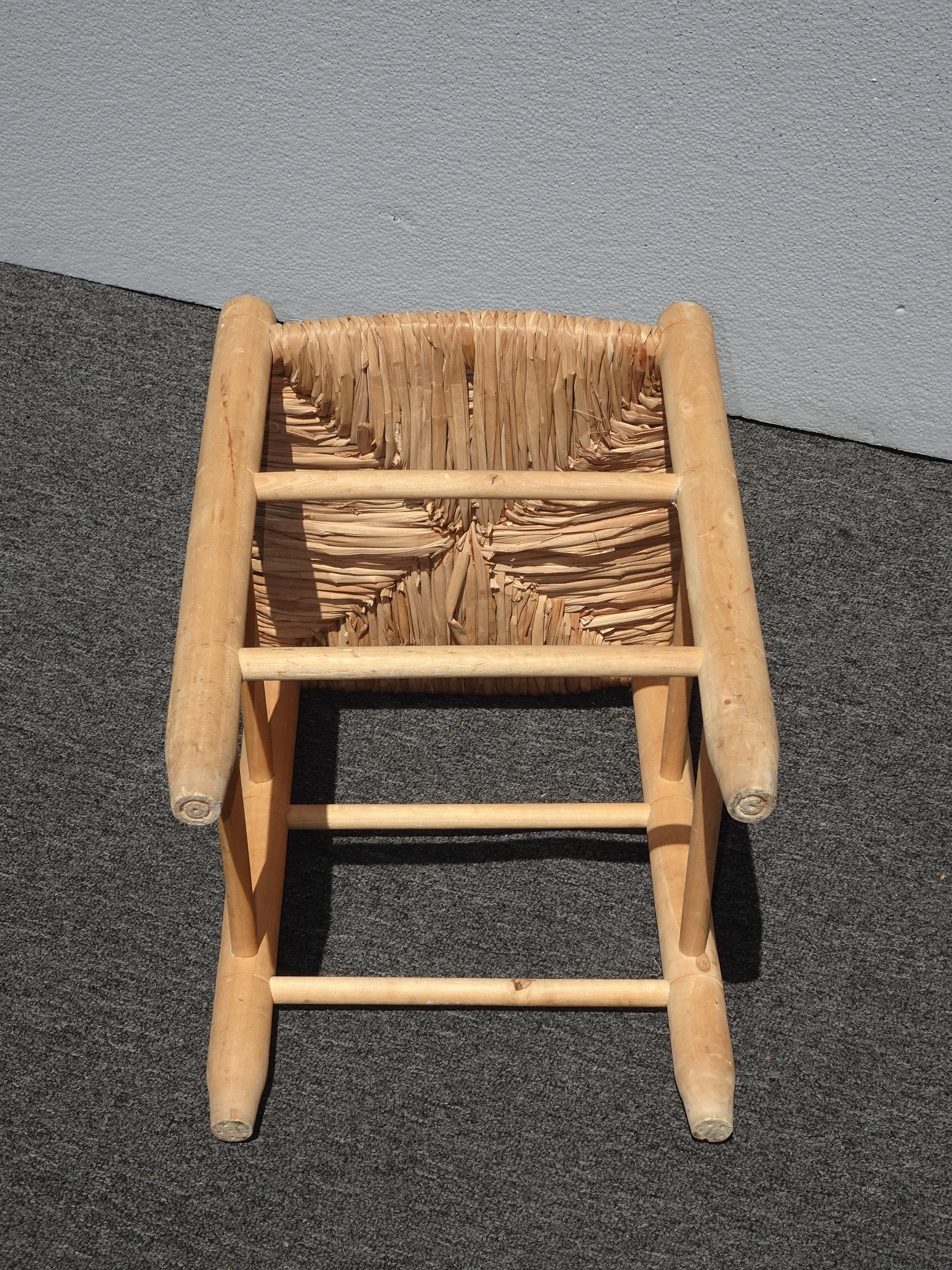 French Country Small Straw Stool Bench