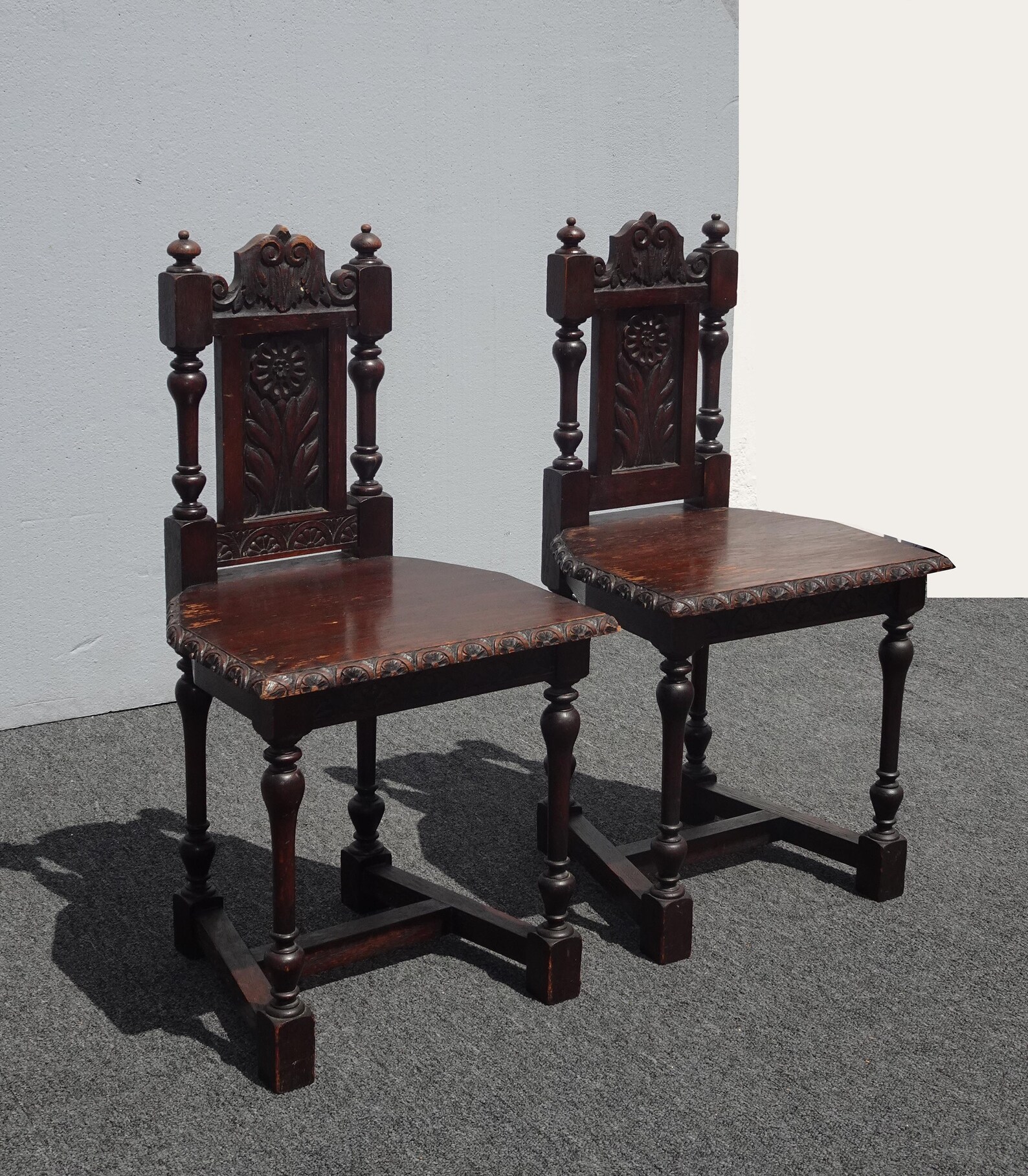 Pair of Two Vintage Spanish Style Ornately Carved Accent Chairs - Etsy