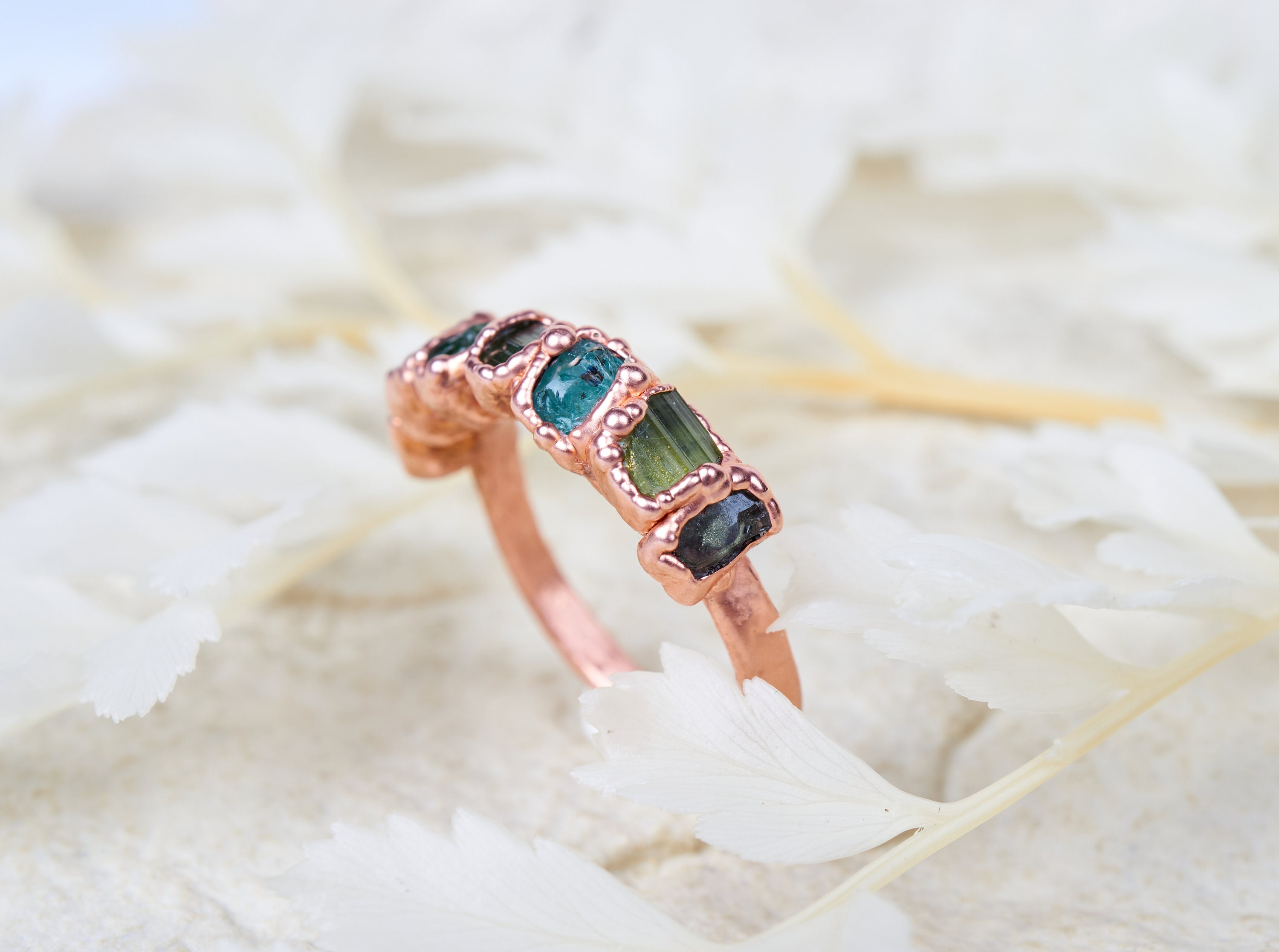 Green Ombre Ring, Raw Emerald Ring, Natural Rough Tourmaline Tsavorite ...