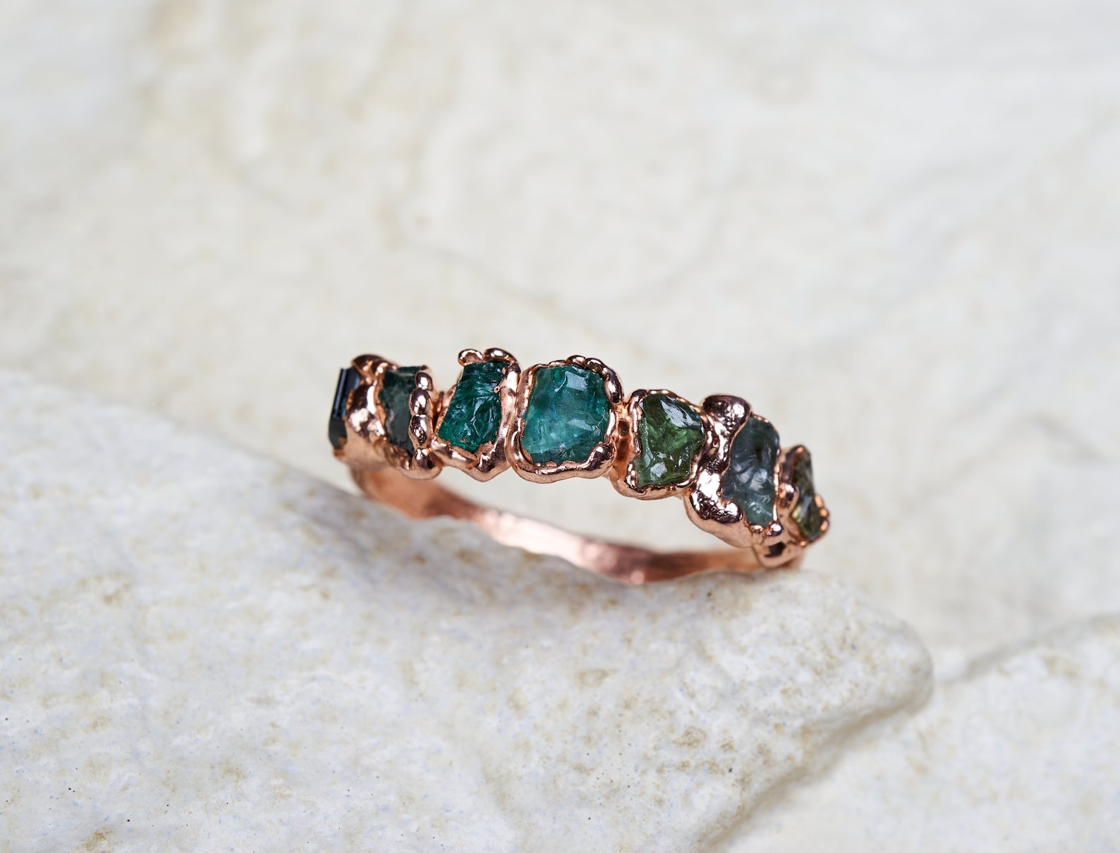 Green Ombre Ring, Raw Emerald Ring, Natural Rough Tourmaline Tsavorite ...