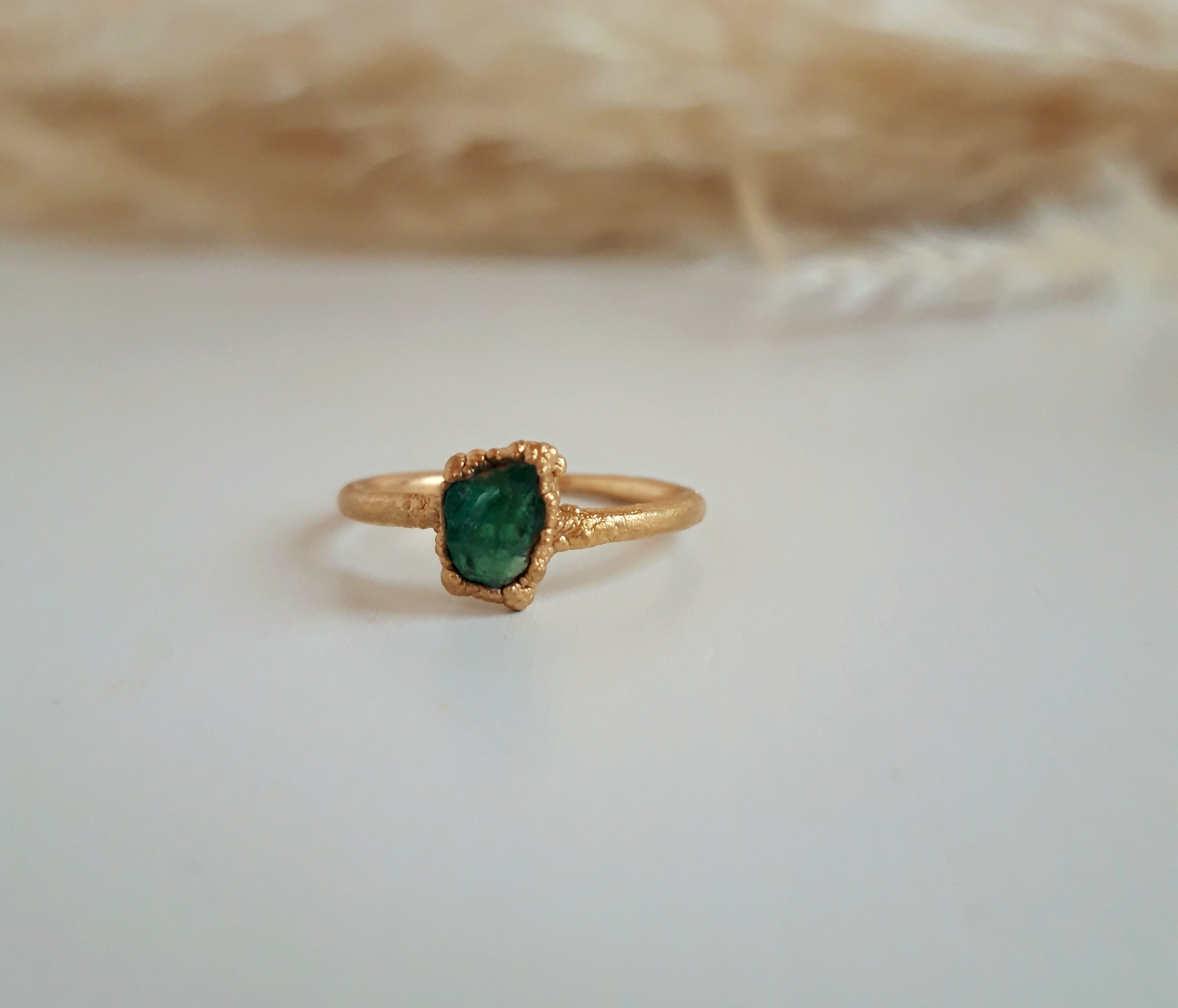 Raw emerald ring raw crystal engagement ring raw stone | Etsy