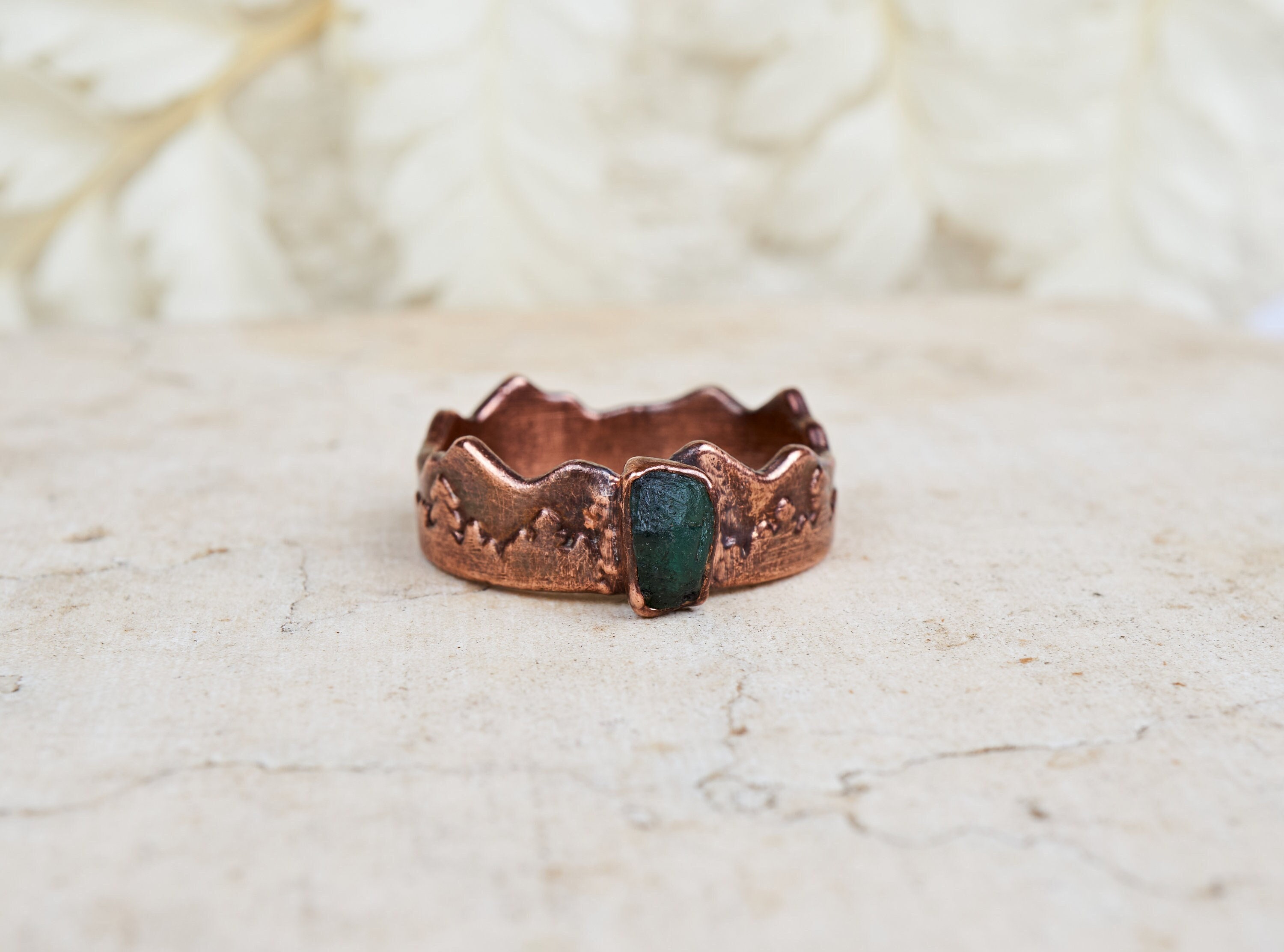 Raw Emerald Mountain & Tree Ring, Promise Ring for Him, Adventure Time ...