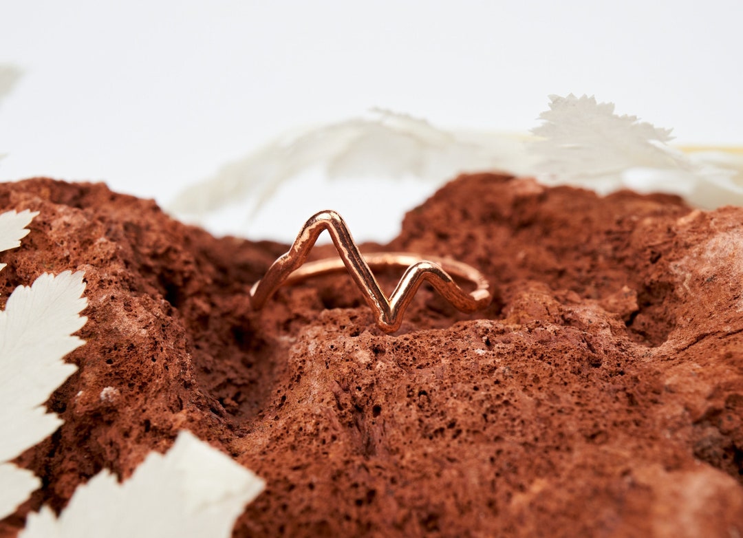 Mountain Ring Chevron Stackable With Raw Gem Rings, Alternative ...