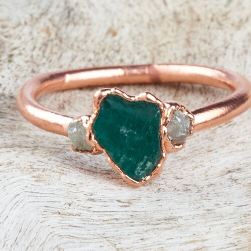 Raw Emerald Ring Raw Crystal Engagement Ring Raw Stone - Etsy