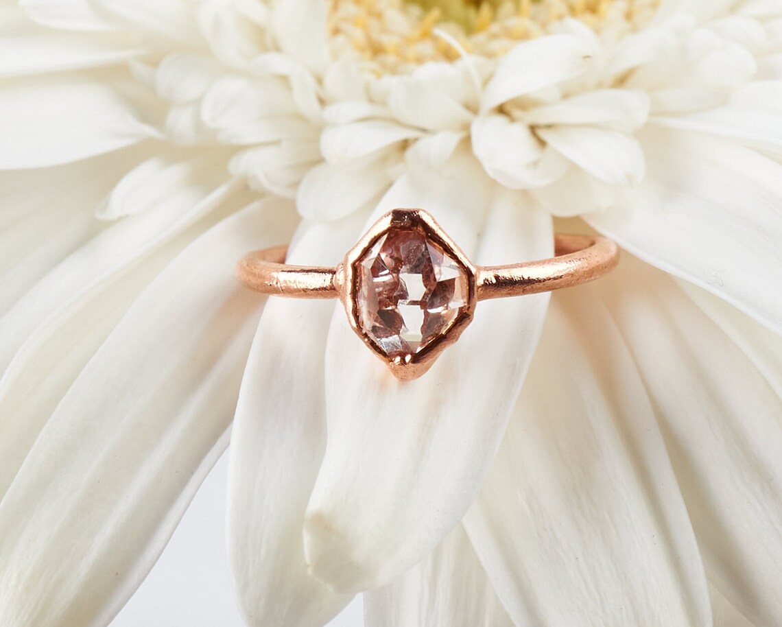 Raw Herkimer Diamond ring Raw crystal engagement ring Unique | Etsy