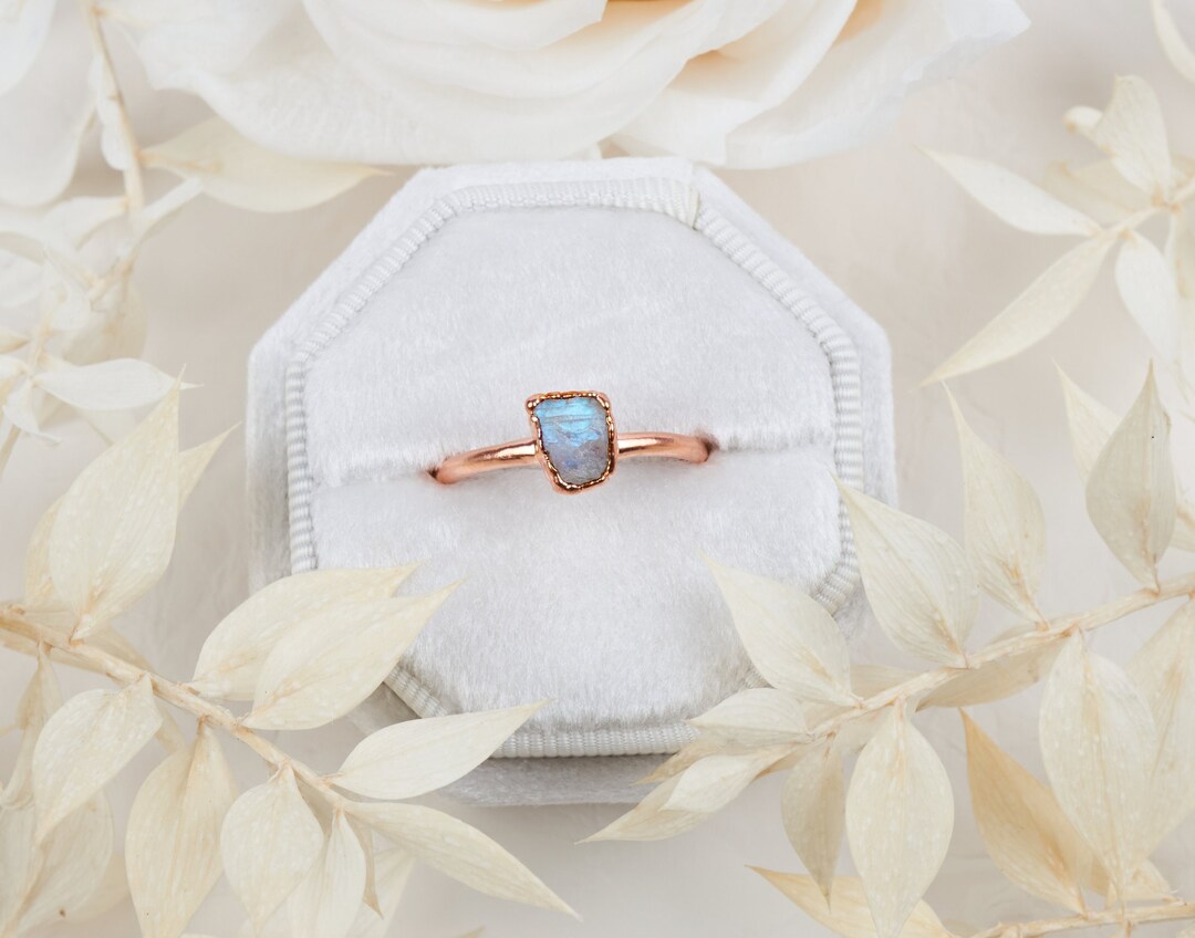 Raw Moonstone Ring, Moonstone Engagement Ring, Rainbow Moonstone Ring ...