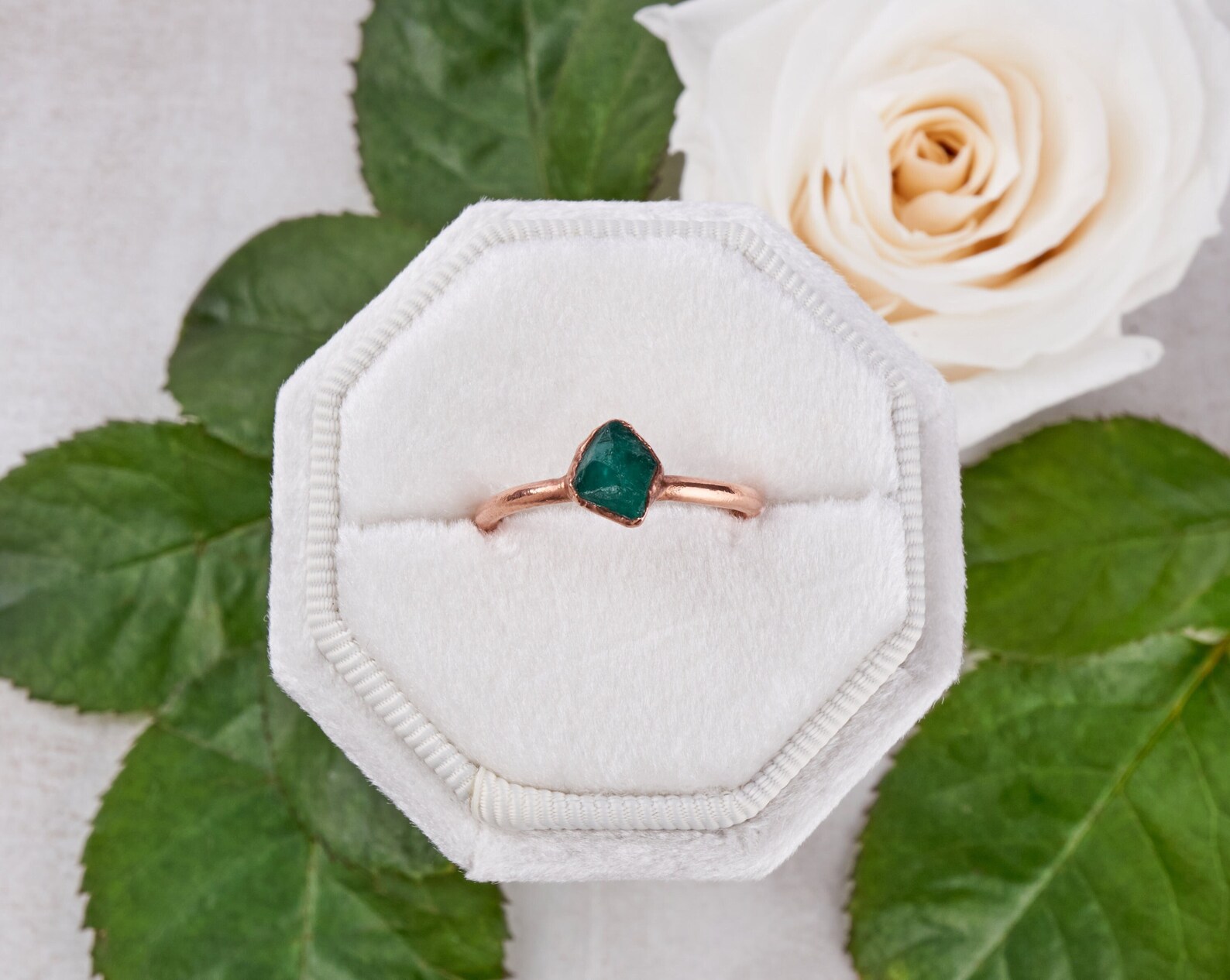 Raw Emerald Ring, Raw Crystal Engagement Ring, Raw Stone Engagement ...
