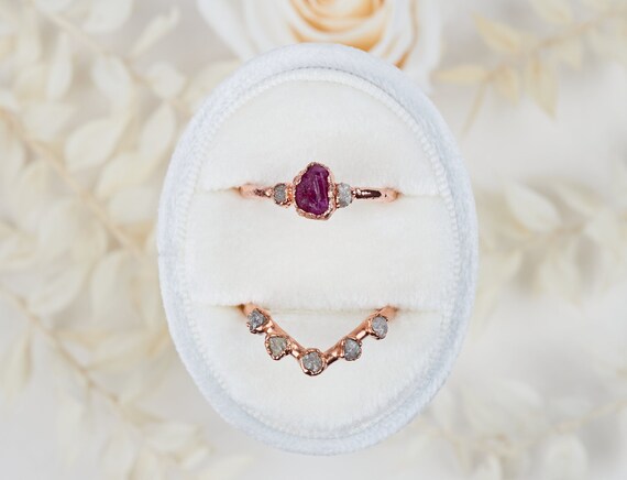 Ruby Engagement Ring and Ring Enhancer Raw Diamond Ring Raw | Etsy