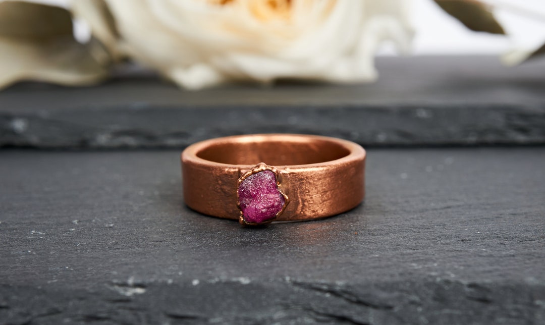 Mens Ruby Wedding Band, Raw Ruby Ring Men, Rustic Wedding Band ...